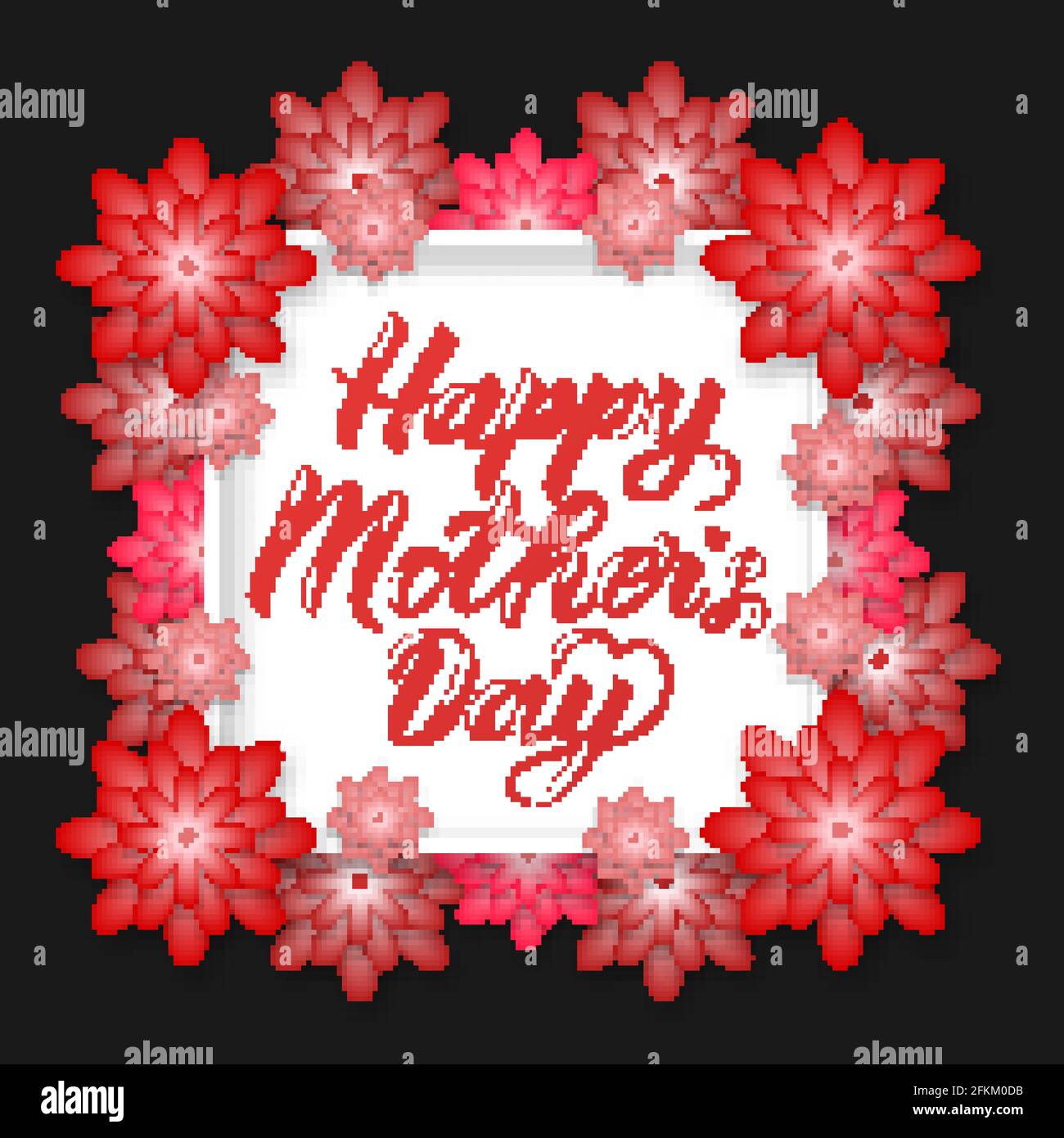 Happy Mother's Day calligraphy lettering with red and pink paper cut ...