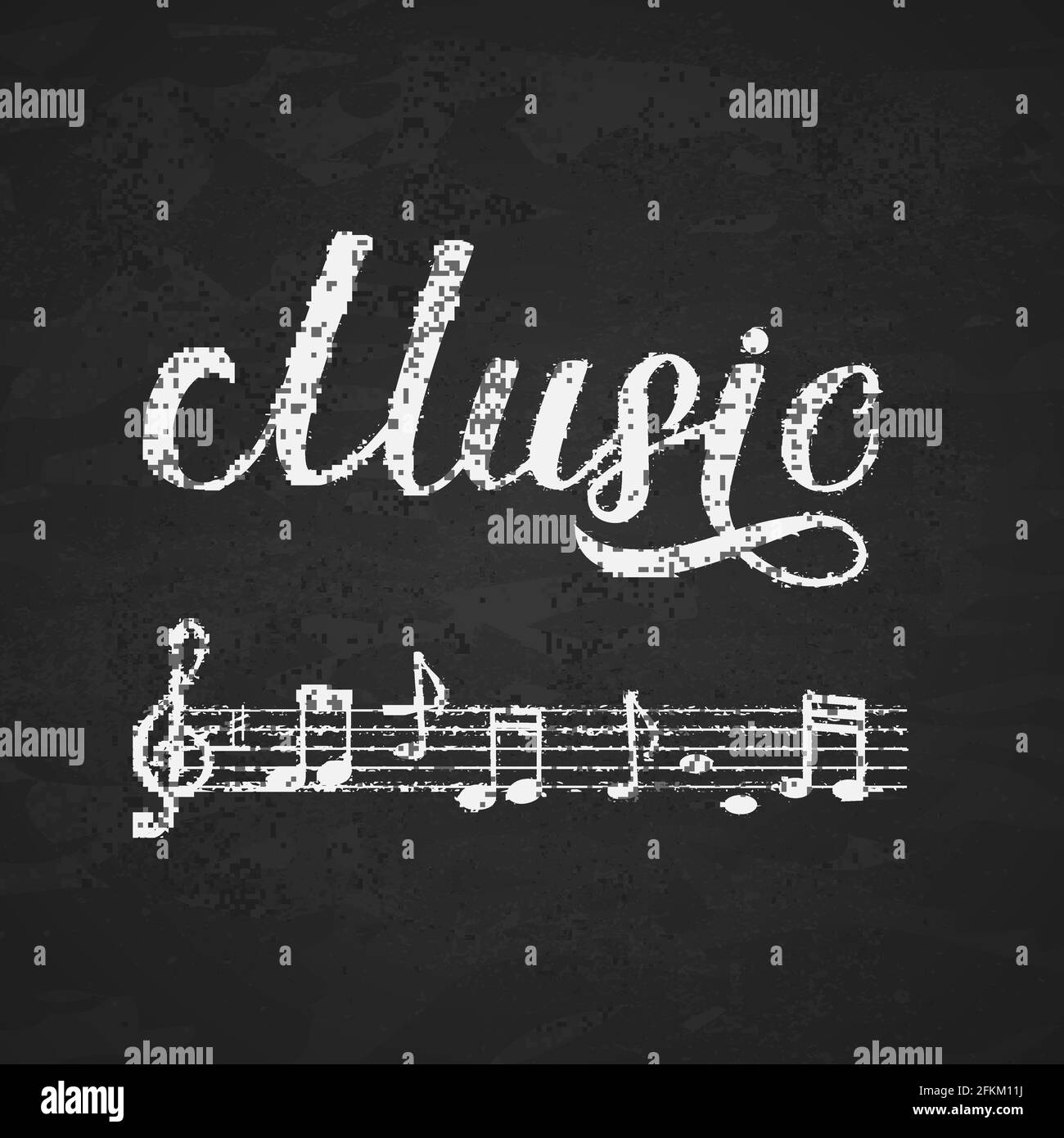 Music calligraphy hand lettering on chalkboard. Karaoke bar sign ...