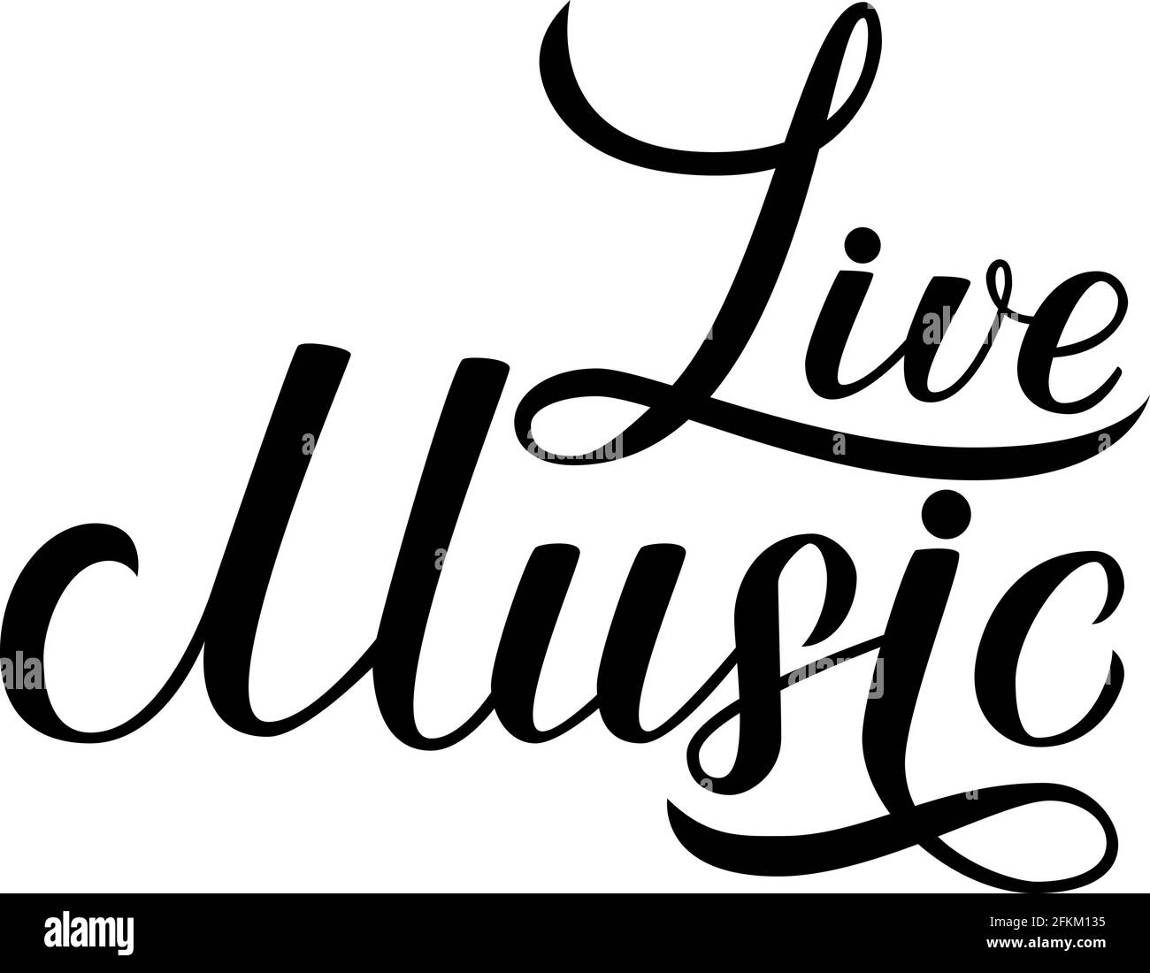 Live Music calligraphy hand lettering isolated on white. Karaoke bar ...