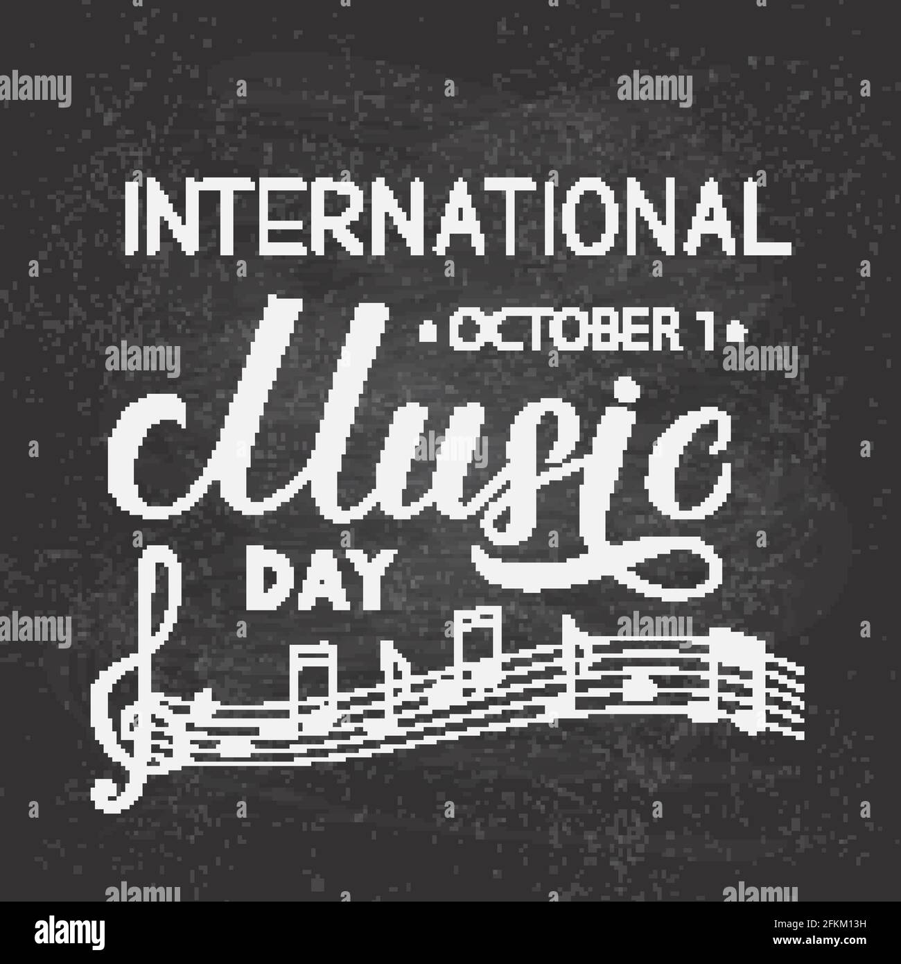 International Music Day lettering on chalkboard background. Easy to ...