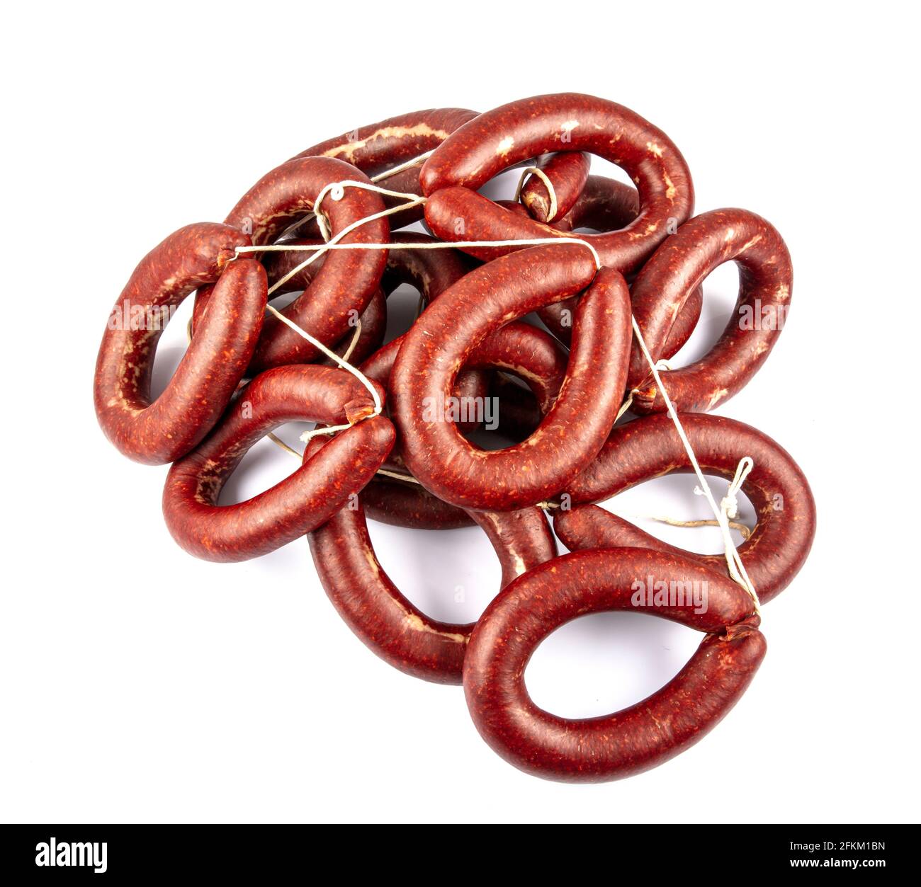 Turkish sausage kangal sausage. Homemade kangal soudjouk, isolated on a ...