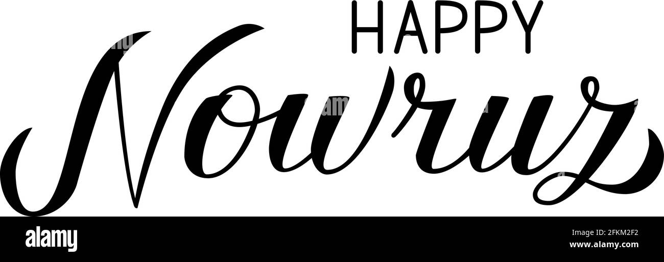 Happy Nowruz hand lettering isolated on white. Iranian or Persian new ...
