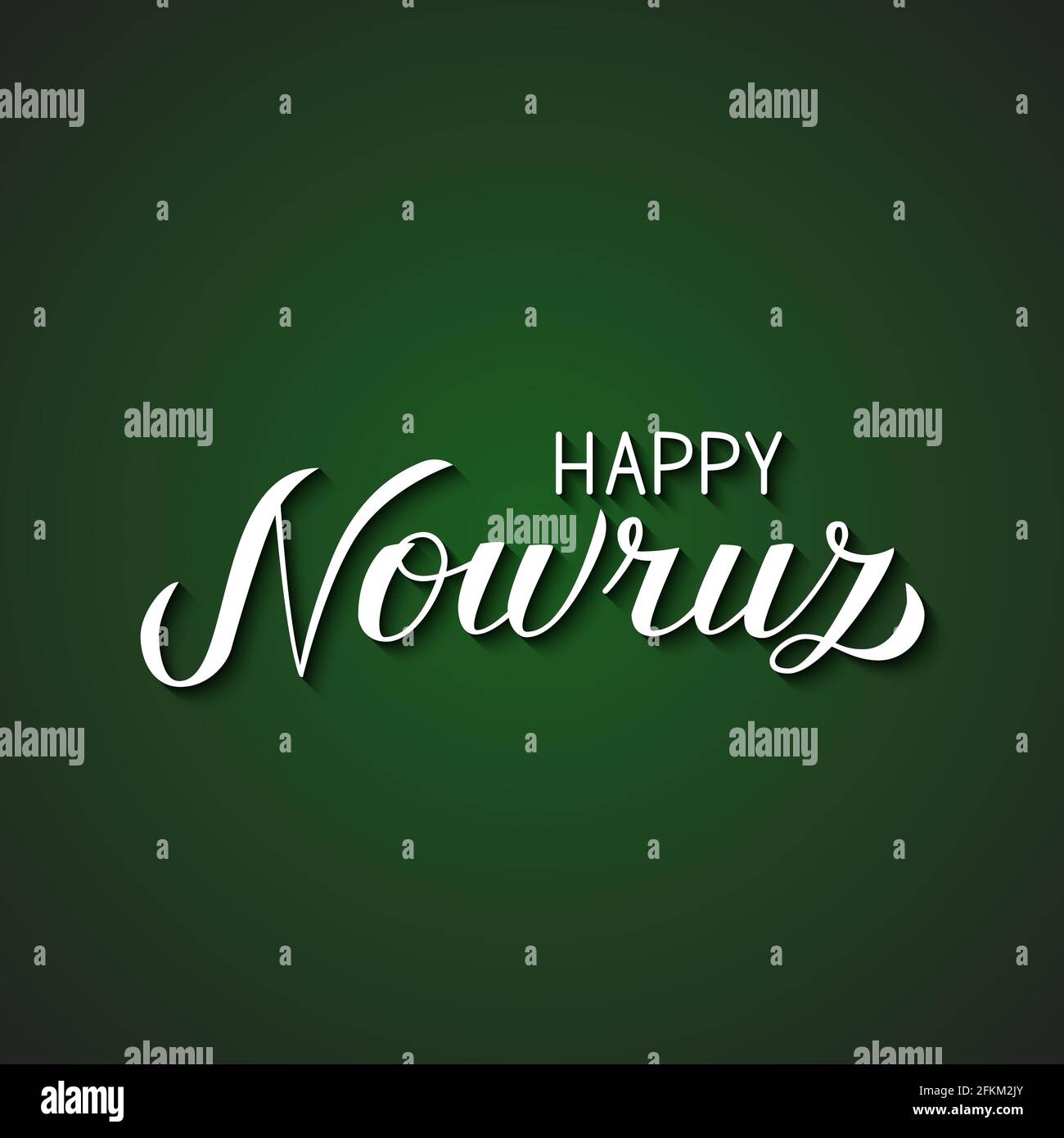 Happy Nowruz hand lettering on green background. Iranian or Persian new ...