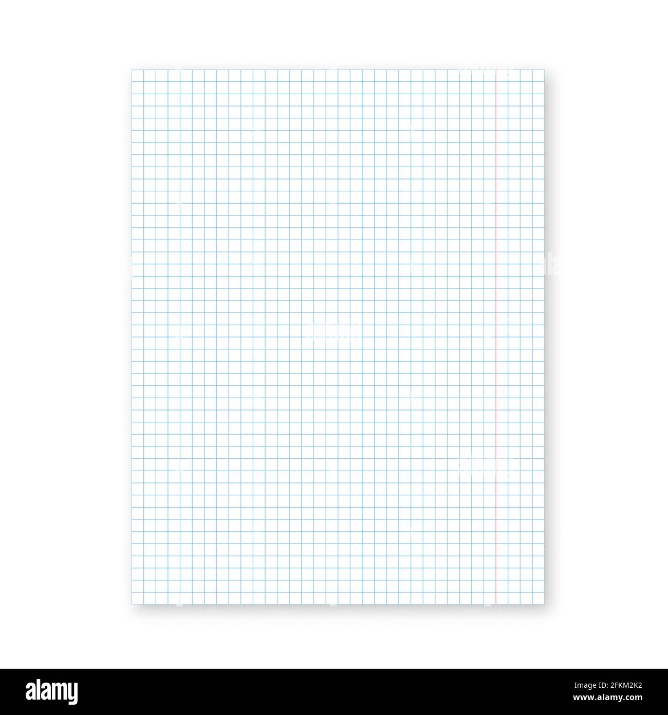 Checkered paper sheet. Blank white notebook page with shadow isolated ...