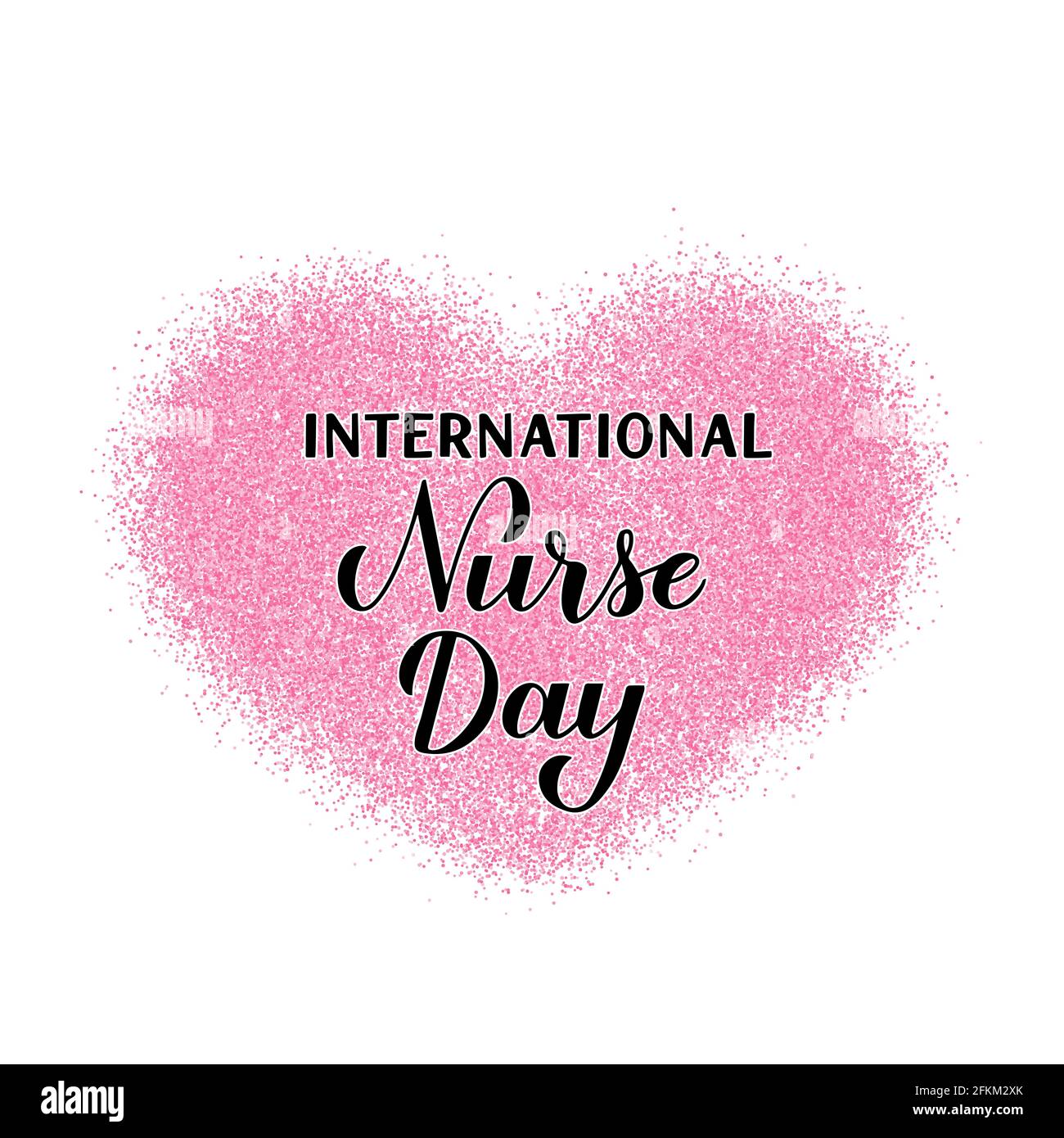 International Nurse day calligraphy hand lettering with pink glitter ...