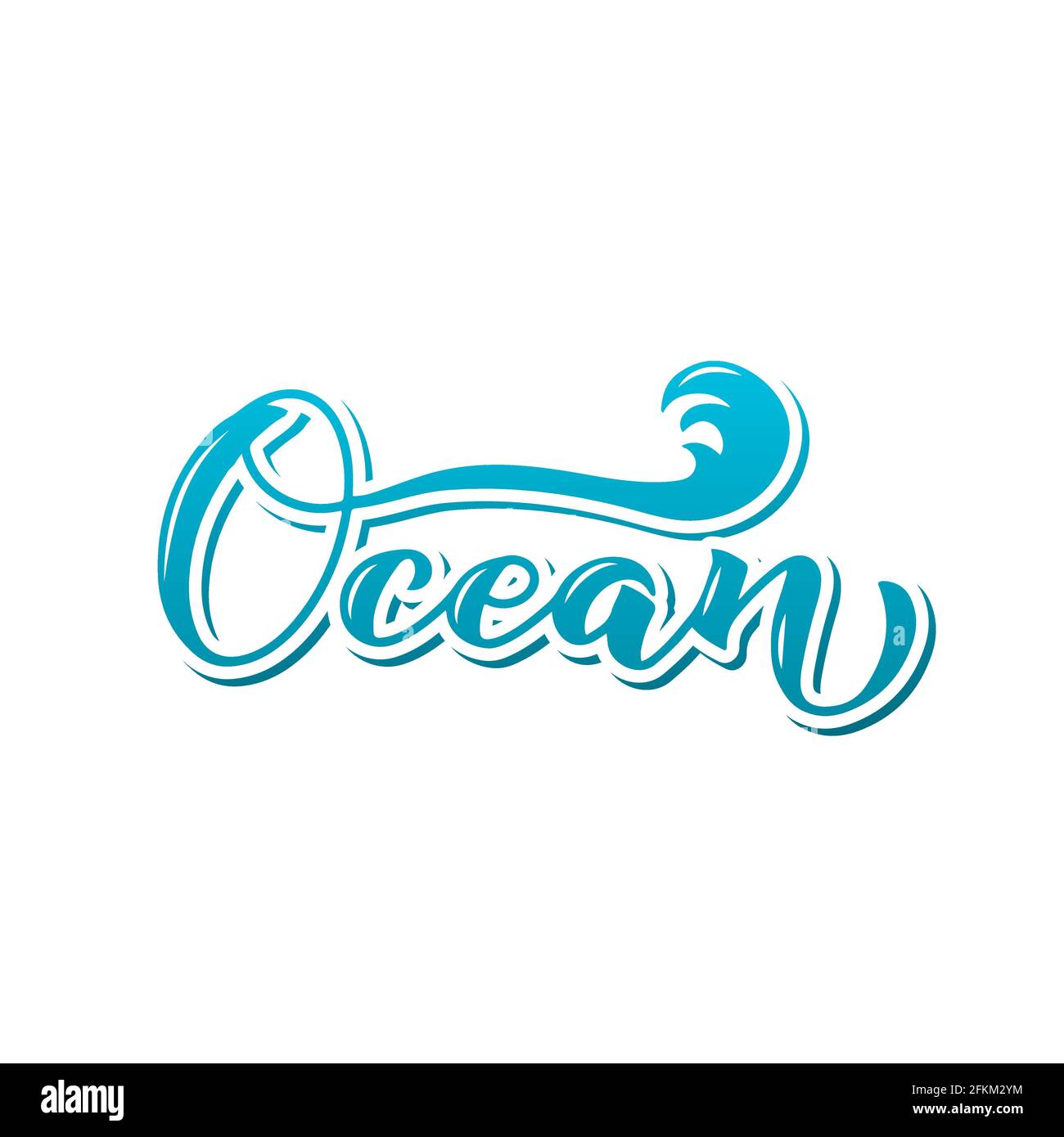 Ocean calligraphy hand lettering isolated on white. Environment ...