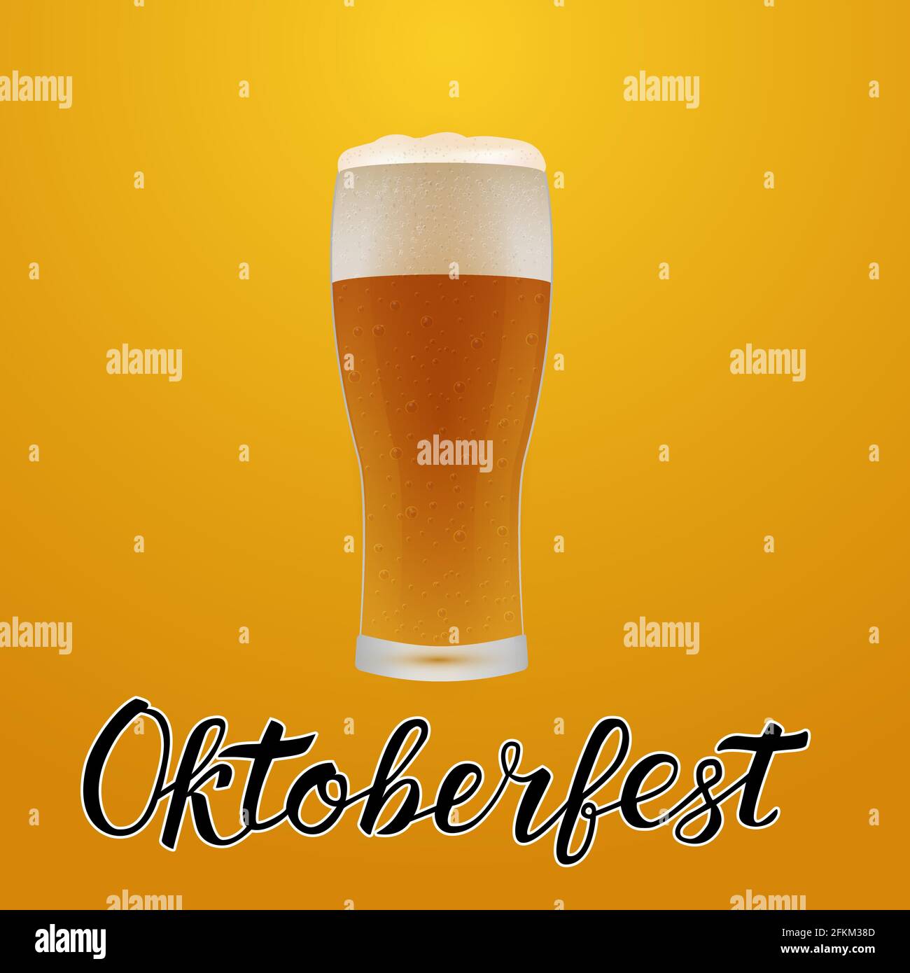 Glass or lager beer and lettering Oktoberfest orange background ...