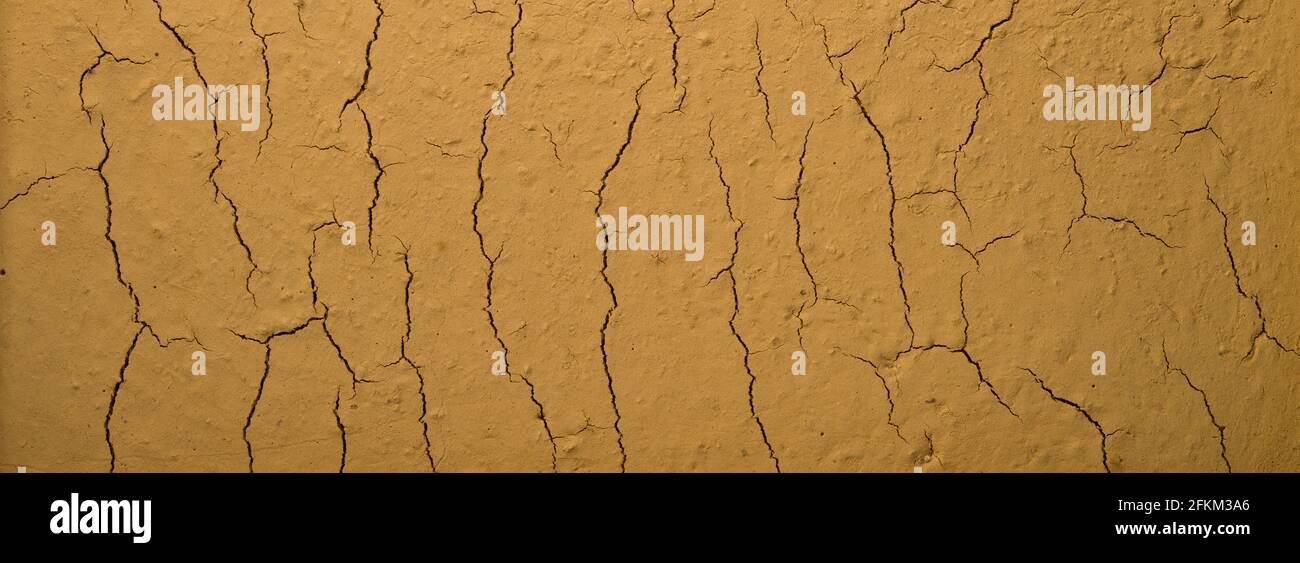 panoramic view of cracked yellow soil Stock Photo - Alamy