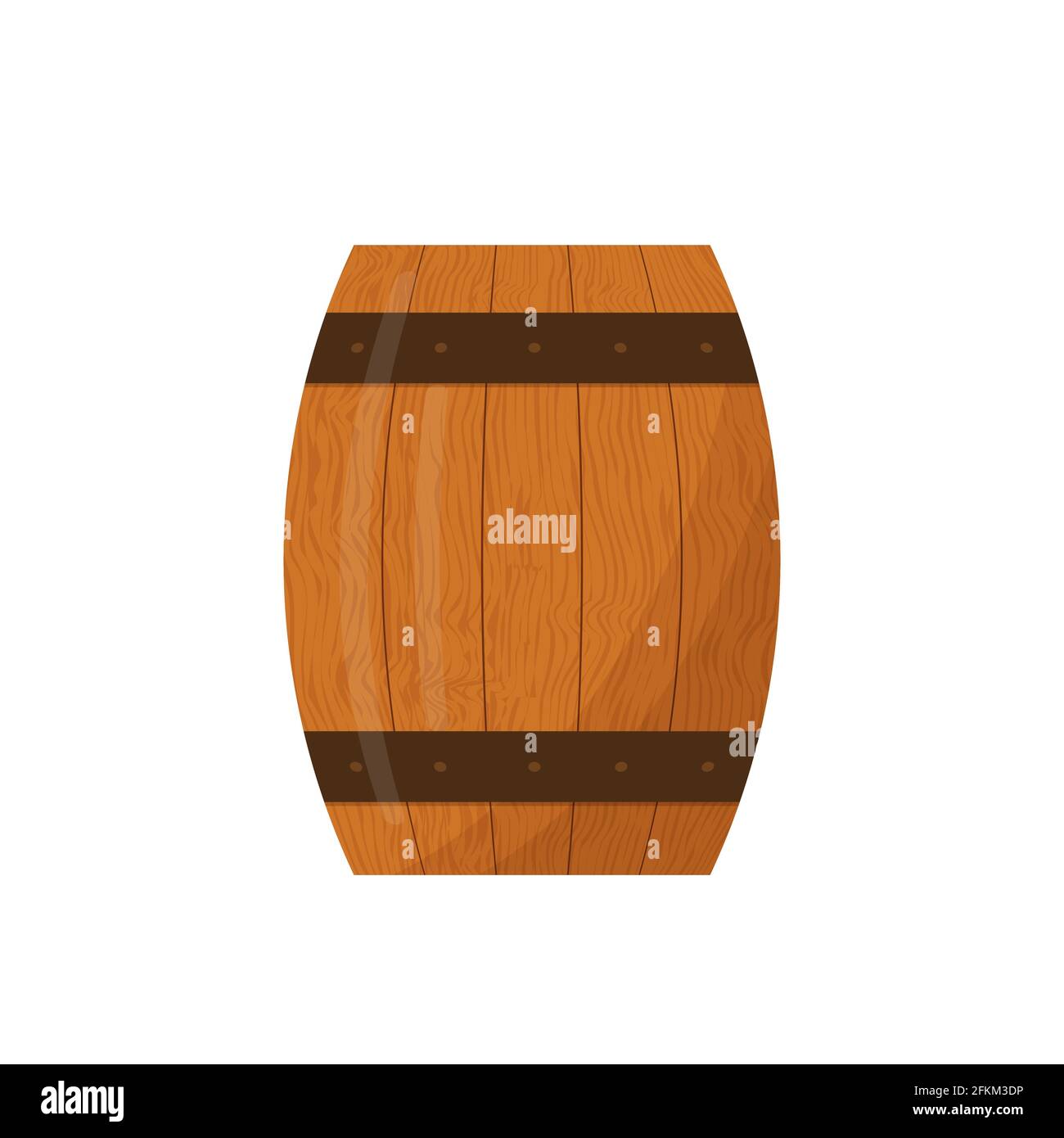 Wooden Barrel for beer or wine isolated on white. Barrel flat vector ...
