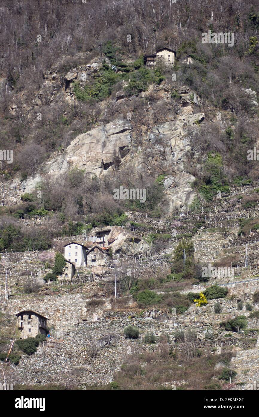 The old stone buildings on the mountain Stock Photo - Alamy