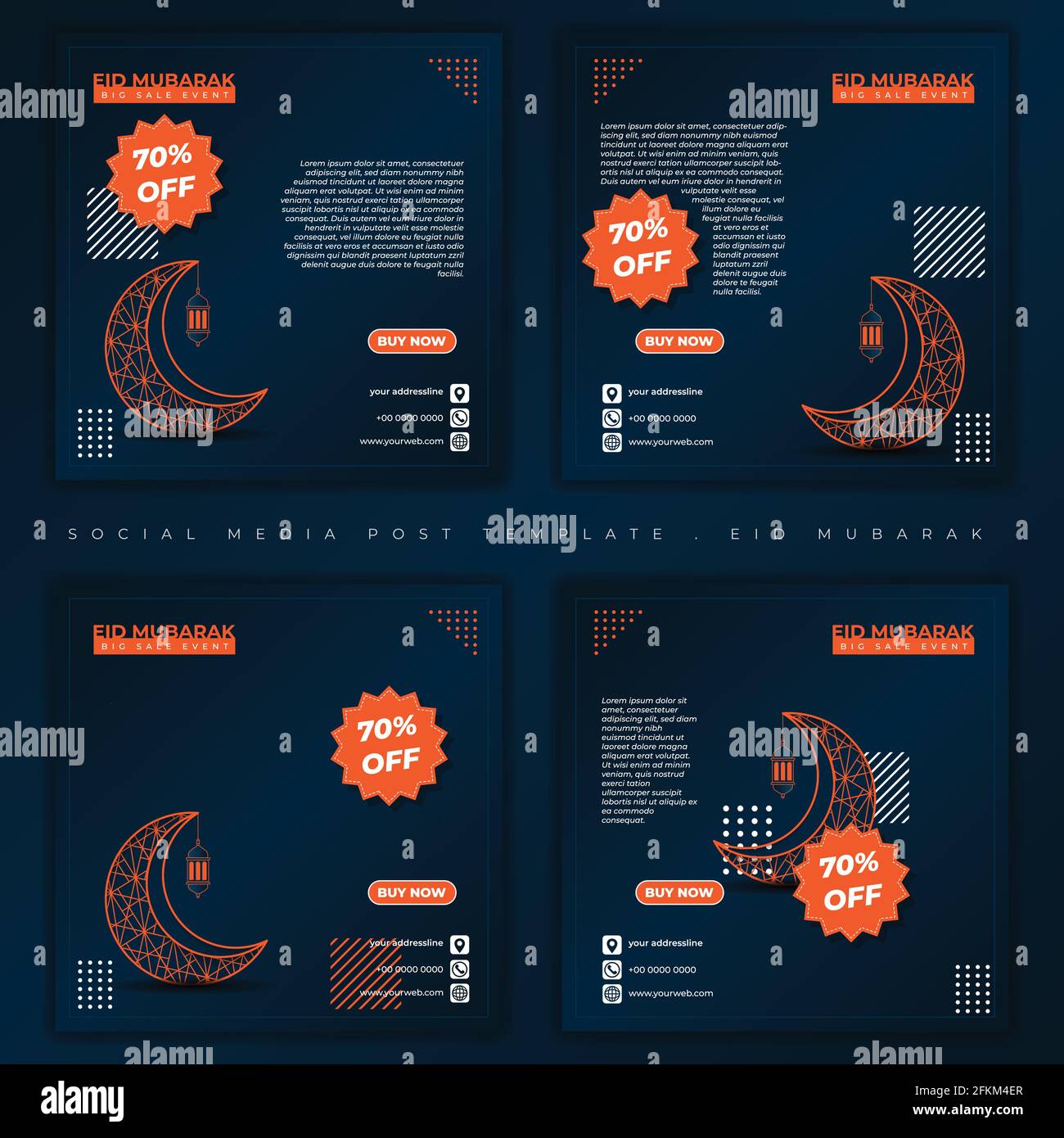 Eid Mubarak Social media post. set of social media post template with ...