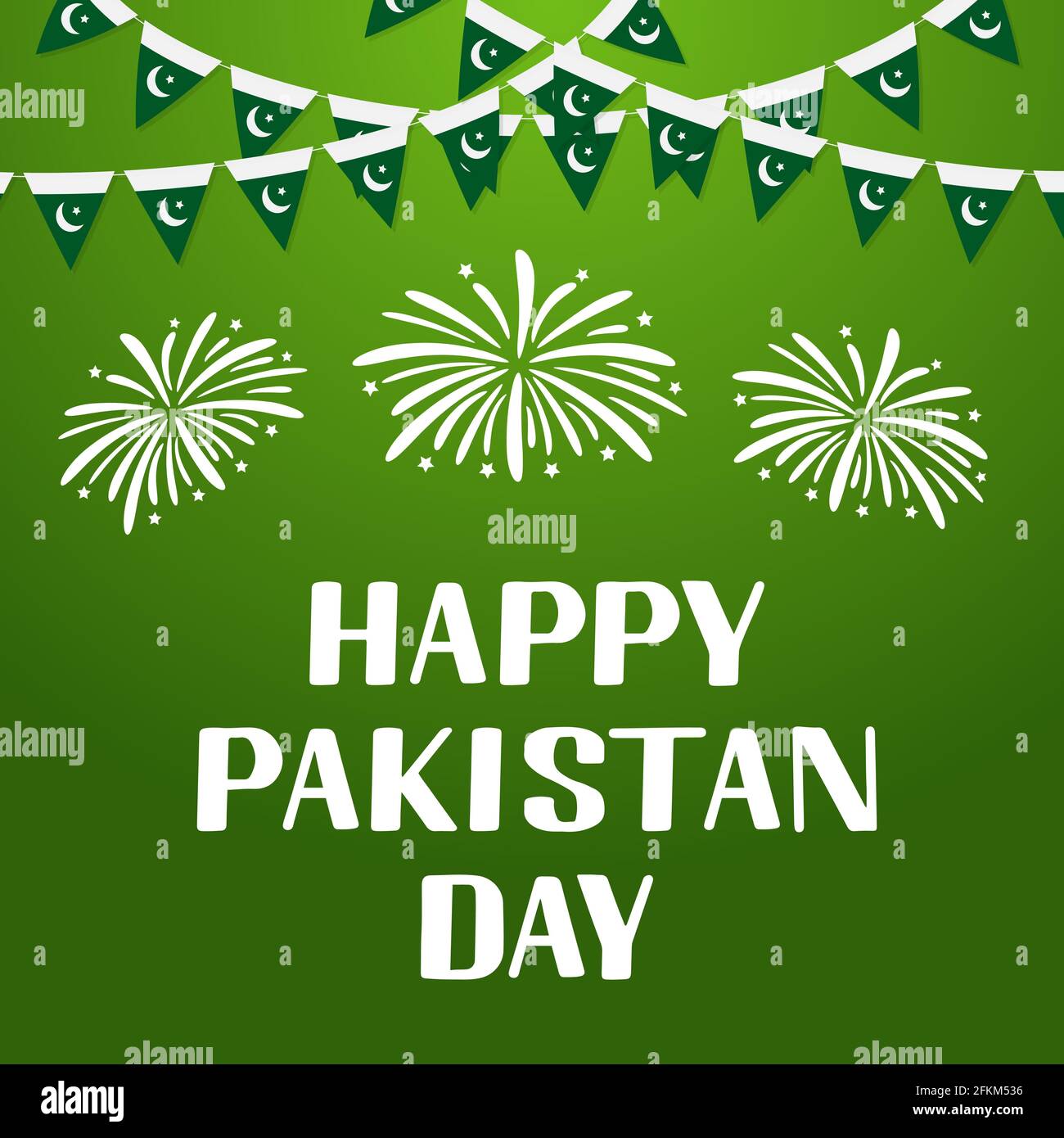Happy Pakistan Day lettering with flags on green background. National ...