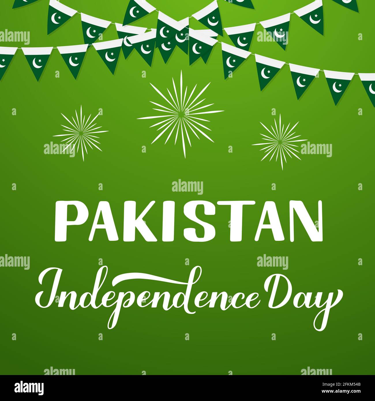 Pakistan Independence Day calligraphy hand lettering on green ...