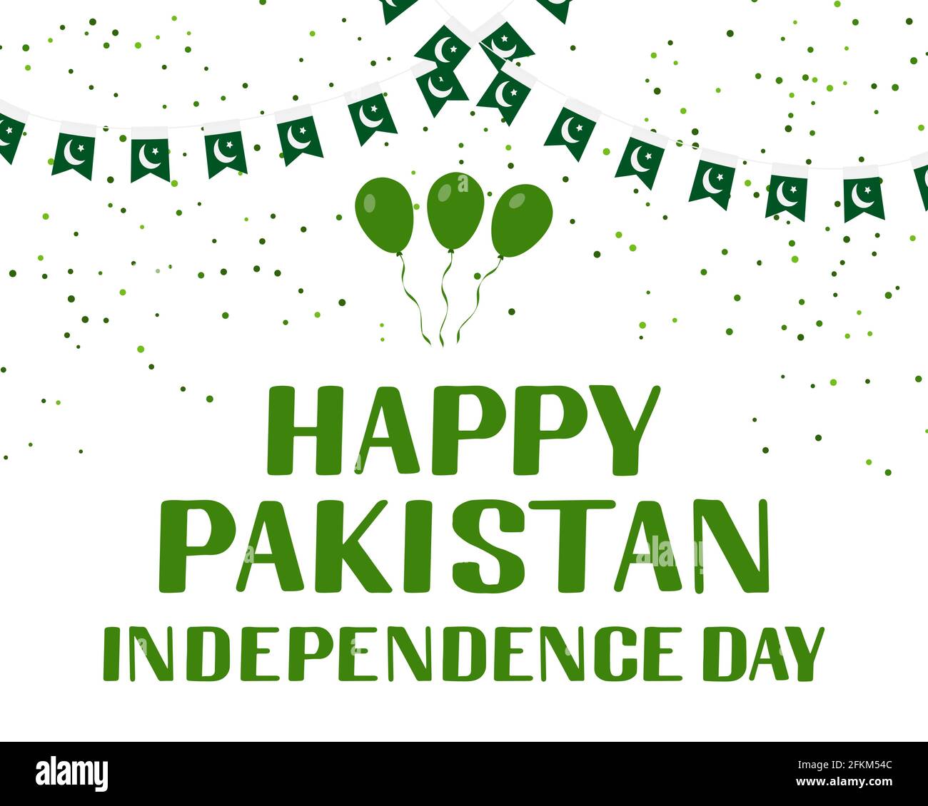 Happy Pakistan Independence Day lettering with flags and confetti ...