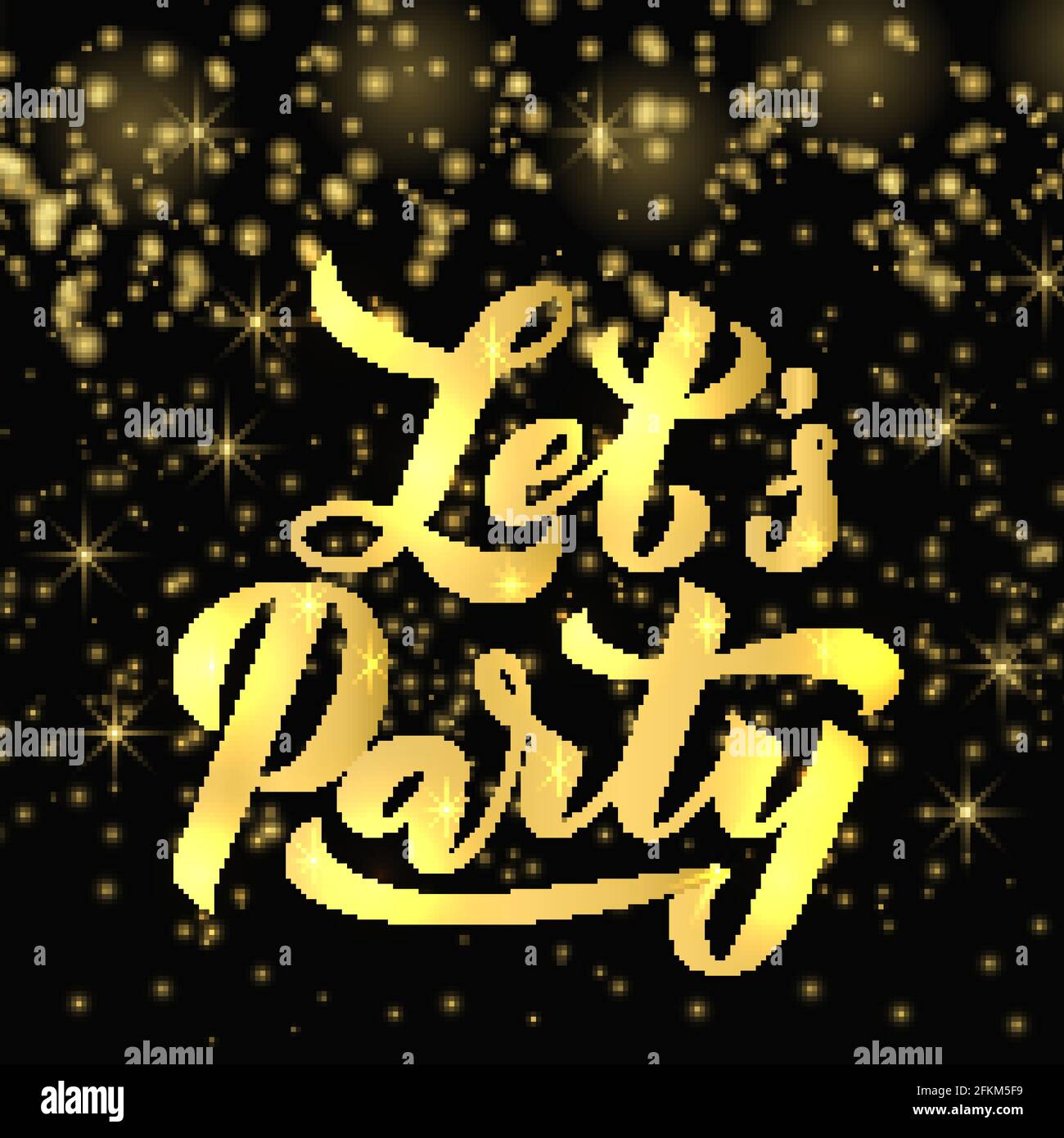 Let s Party calligraphy hand lettering on dark background with gold ...