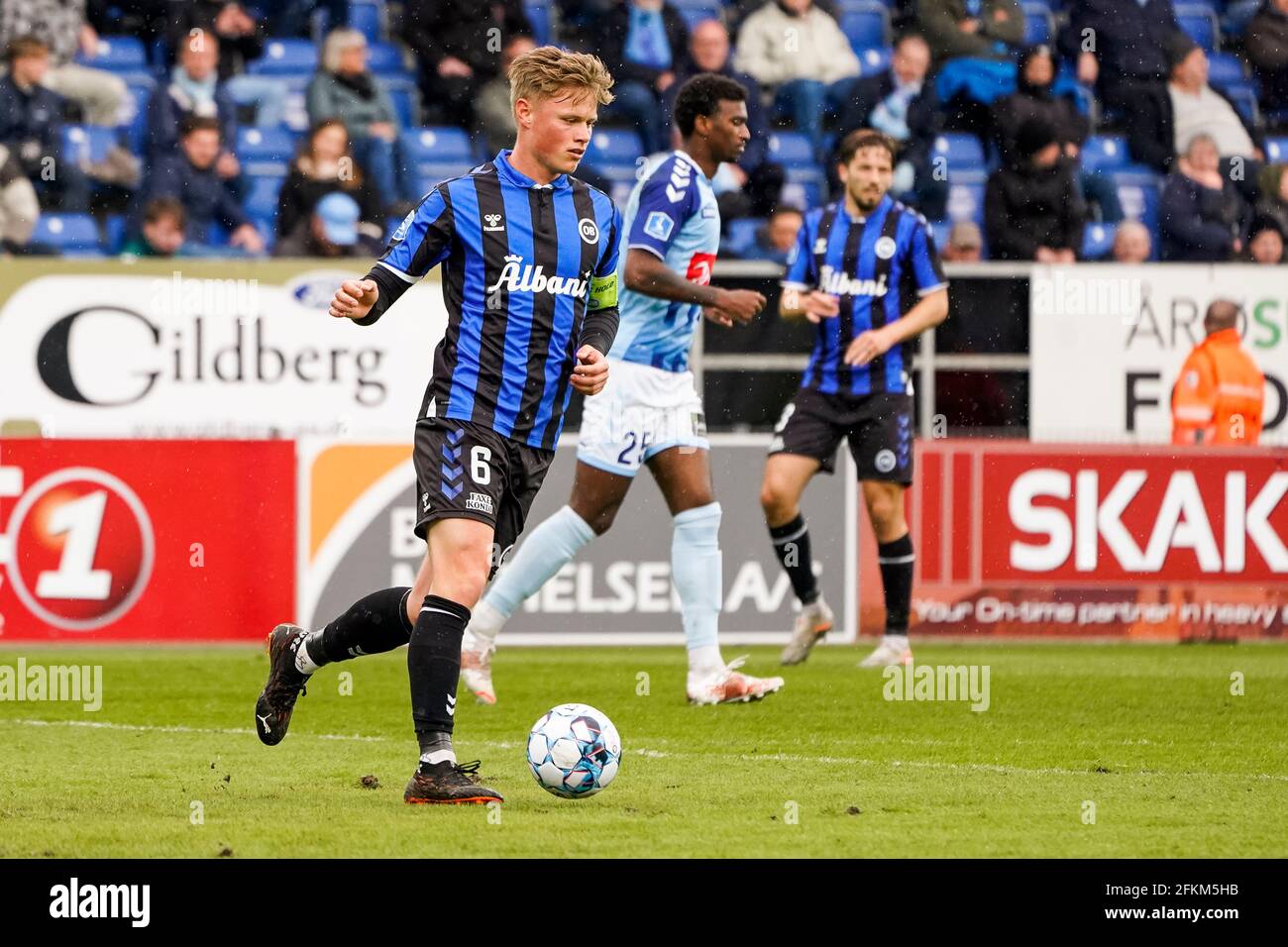 Haderslev, Denmark. 02nd May, 2021. Jeppe Tverskov (6) of Odense Boldklub seen during the 3F ...