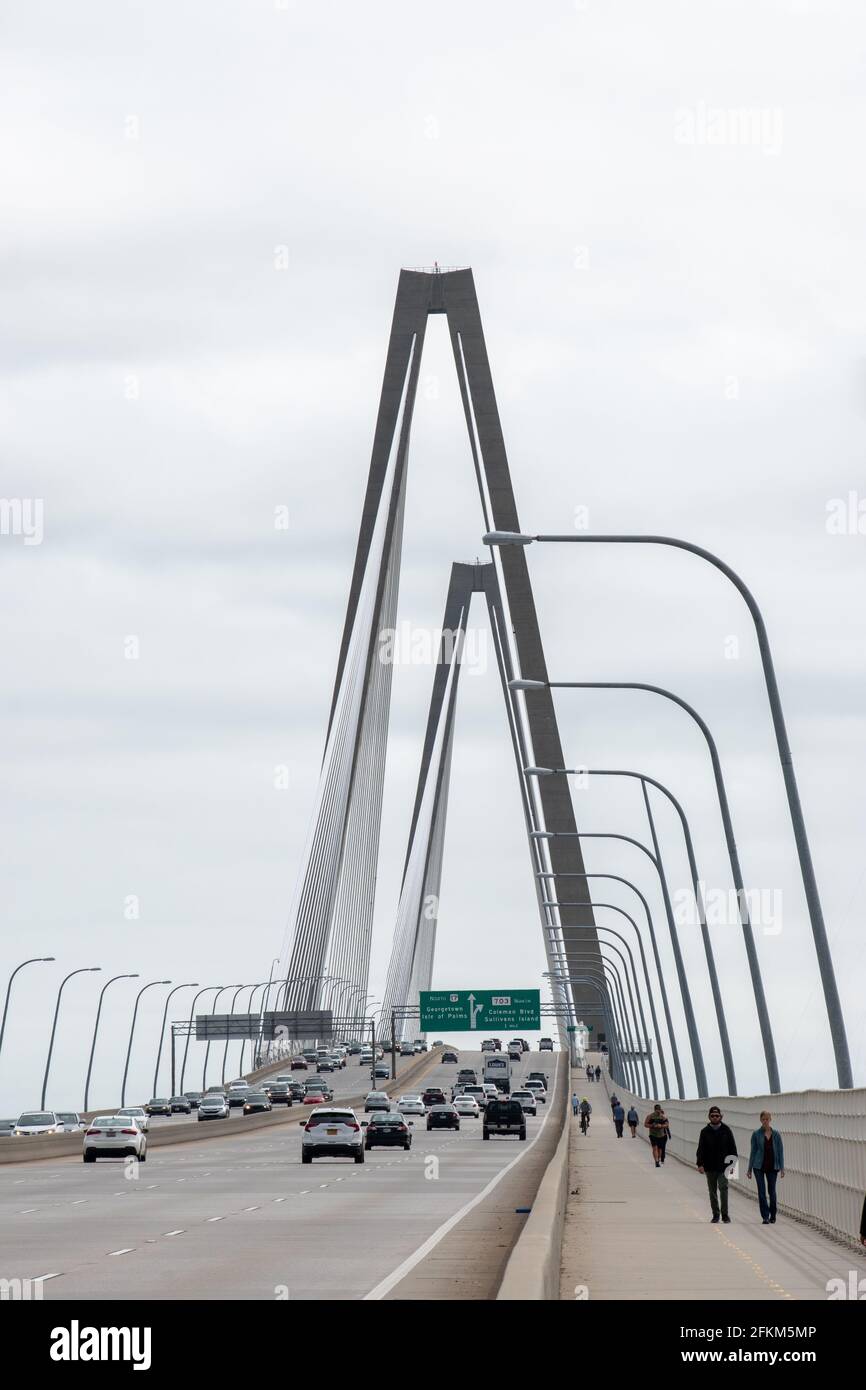 The Arthur Ravenel Jr. Bridge a cable-stayed bridge over the Cooper ...