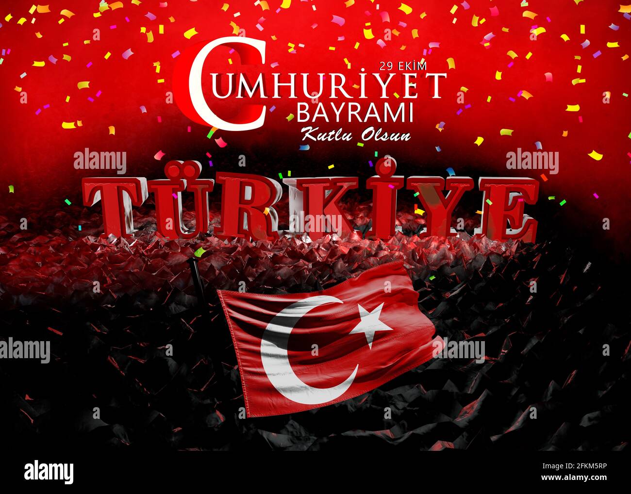 Turkish Flag, Flag design and presentation study - Turkey : 3D ...