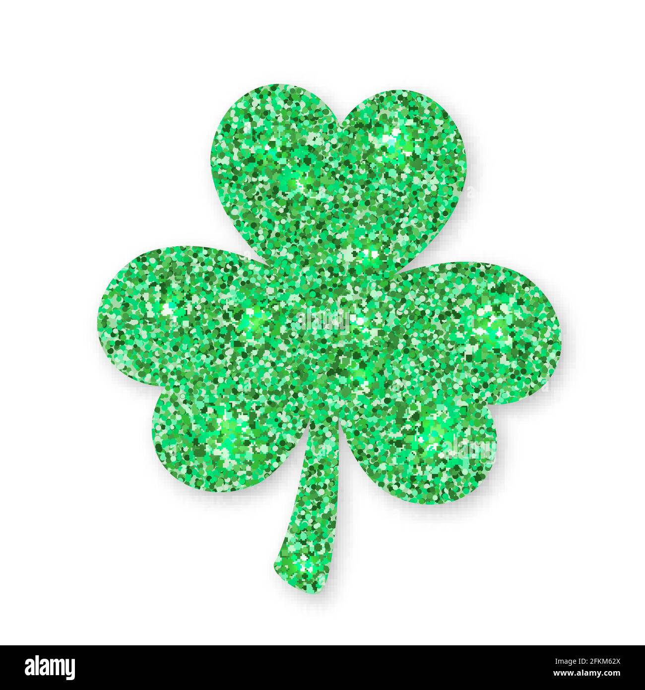 Shamrock clover leaf made of green glitter isolated on white. Saint ...