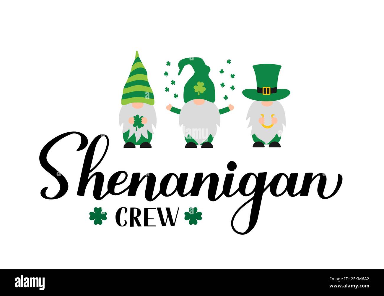 Shenanigan Crew Calligraphy Hand Lettering Cute Cartoon Gnomes Funny