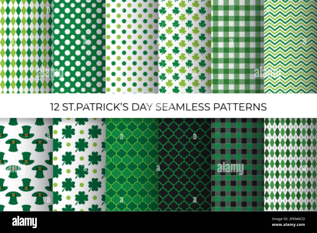 St. Patricks day seamless patterns set. Vector backgrounds. Saint ...