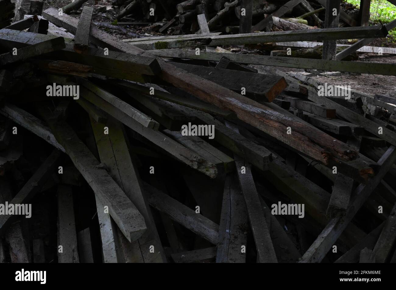 Stack of old broken wooden boards Stock Photo - Alamy