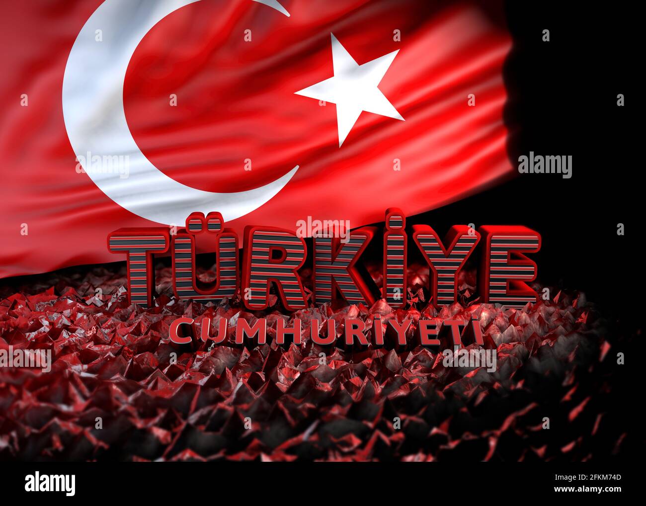 Turkish Flag, Flag design and presentation study - Turkey : 3D ...