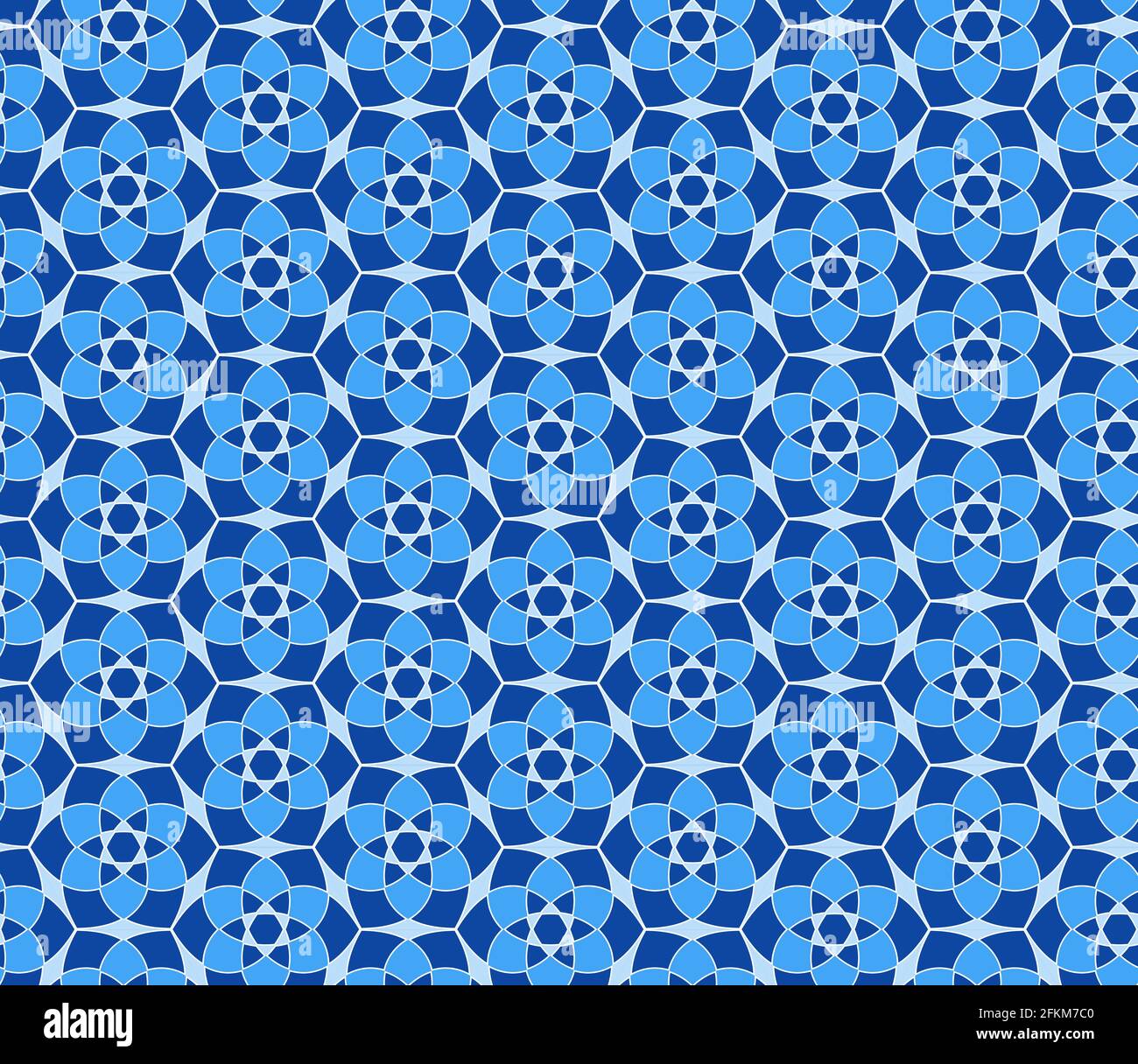 Geometric seamless pattern. Mix blue and white kaleidoscope. Oriental ...