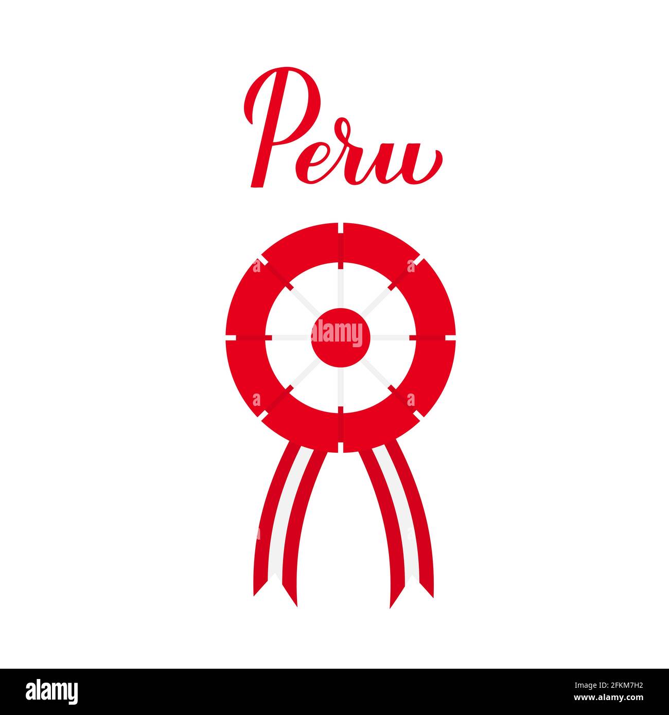 Cockade national symbol of Peru with calligraphy lettering isolated on ...
