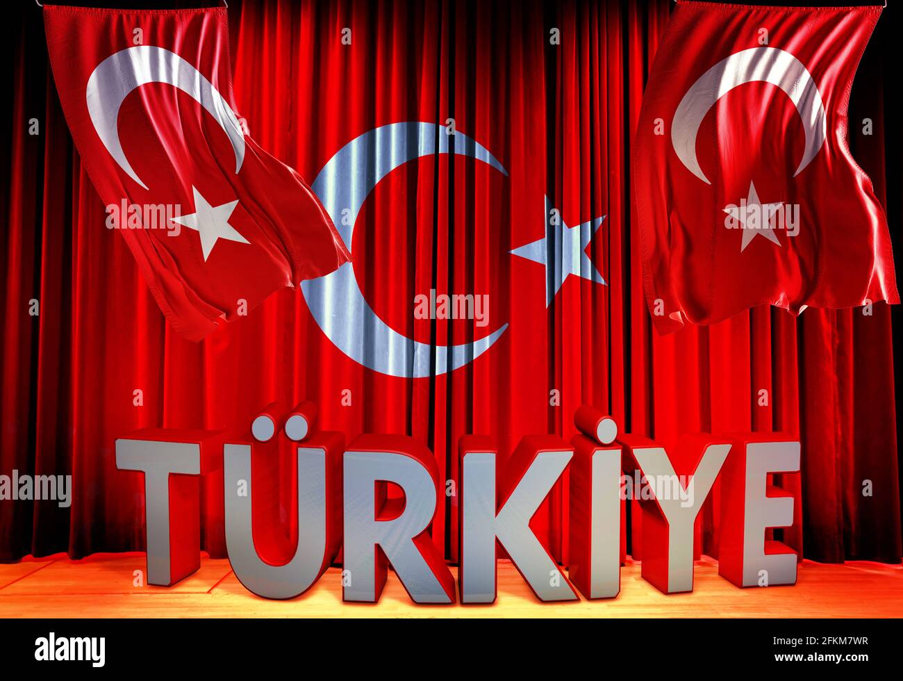 Turkish Flag, Flag design and presentation study - Turkey : 3D ...