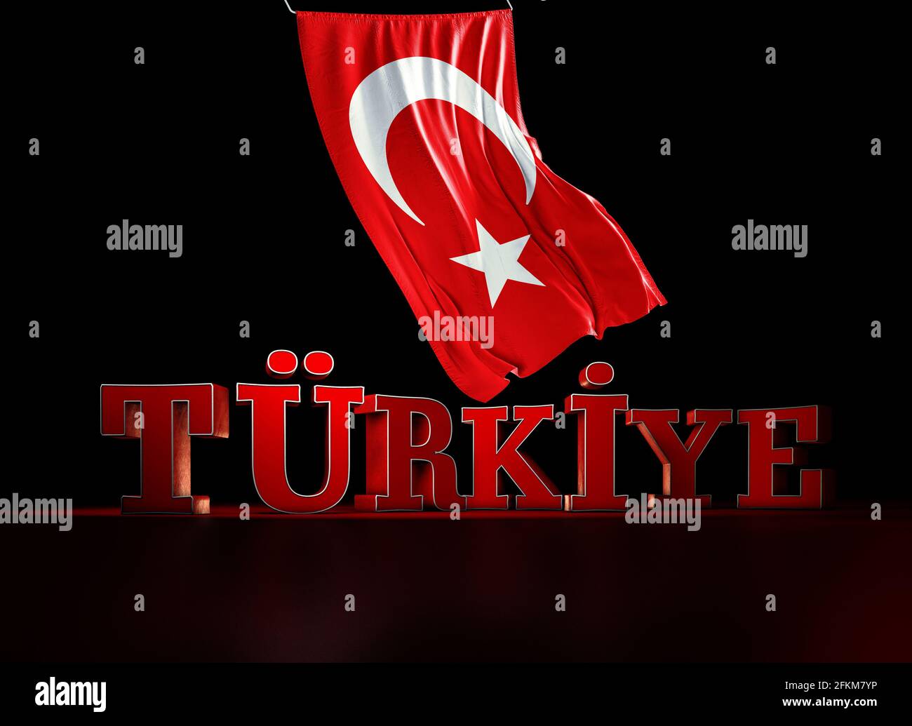 Turkish Flag, Flag design and presentation study - Turkey : 3D ...