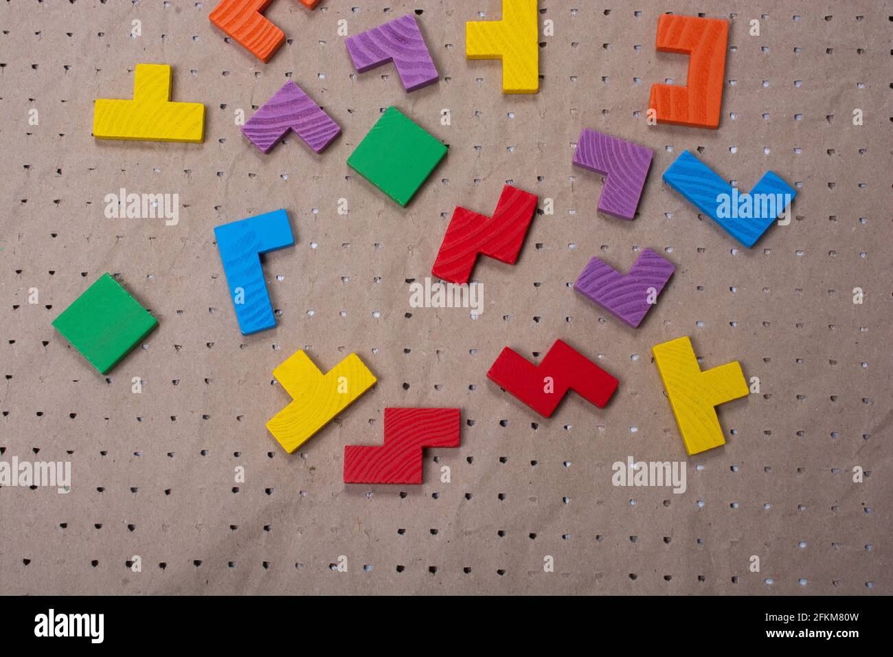 Concept of creative logical thinking. Different colorful wooden blocks ...