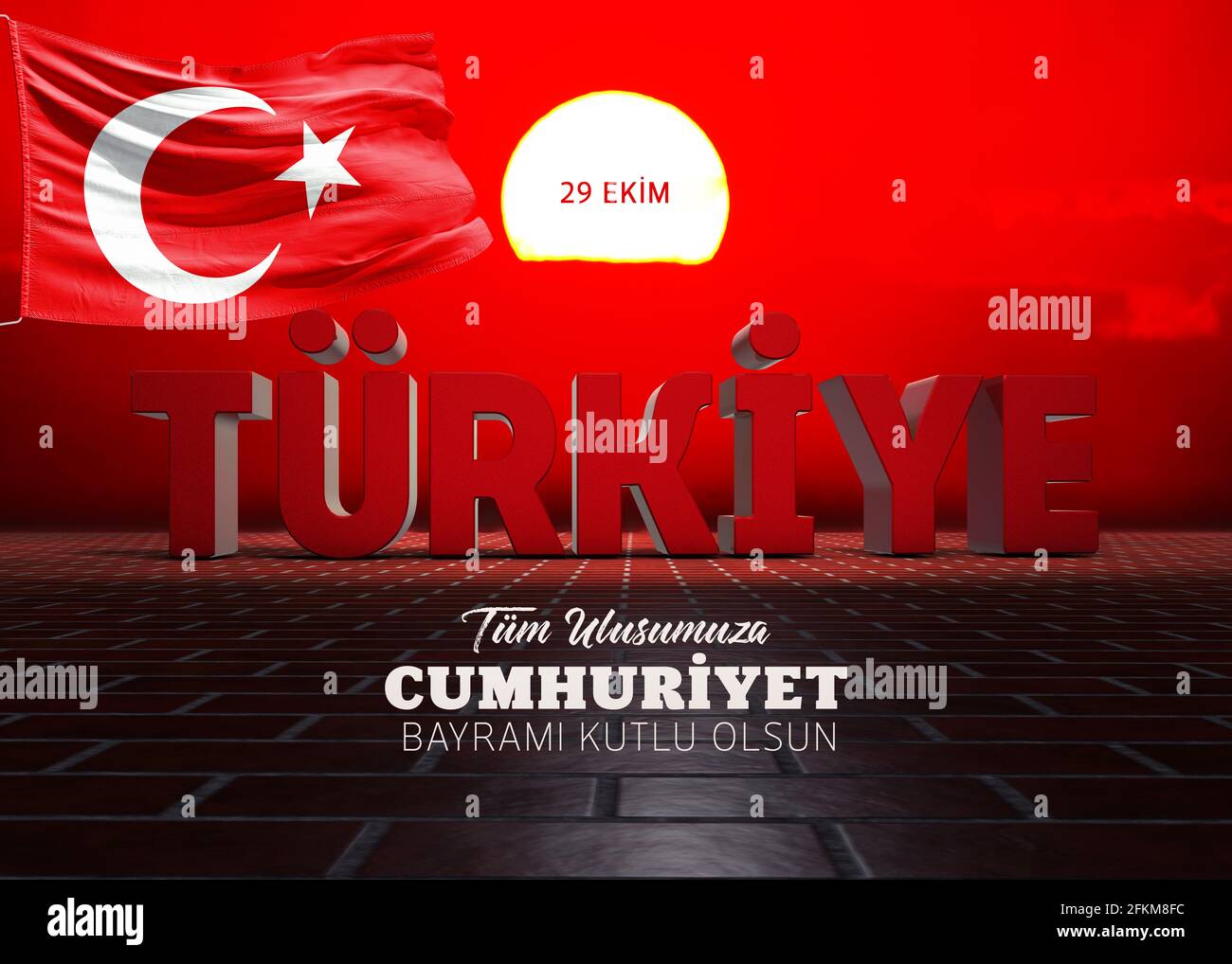 Turkish Flag, Flag design and presentation study - Turkey : 3D ...