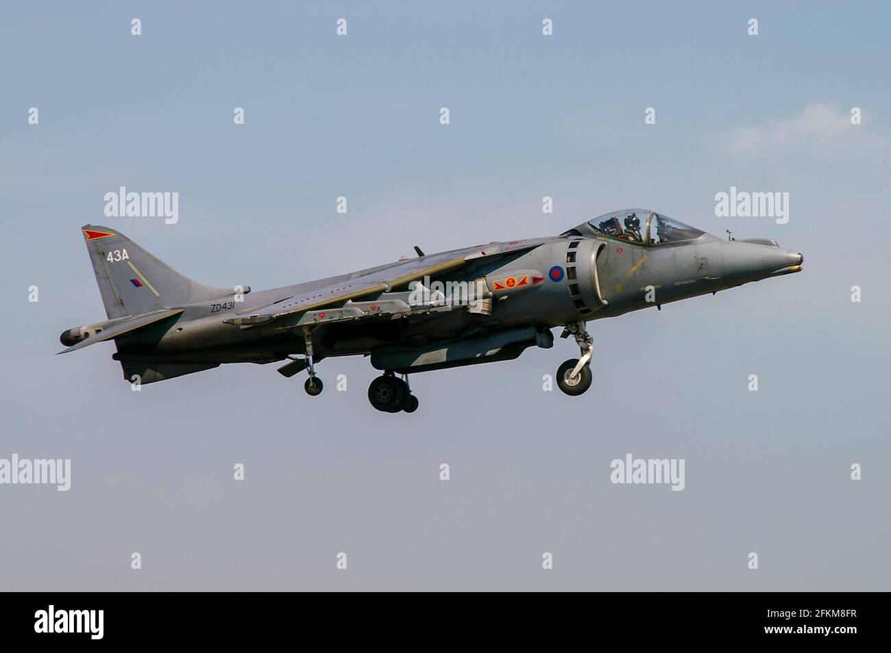RAF Harrier GR 7 jump jet fighter plane hovering at Royal International ...