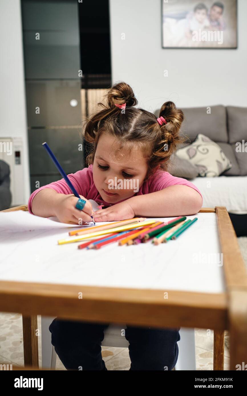 school, education, girl, pencil, drawing, desk, sitting, student, lear ...
