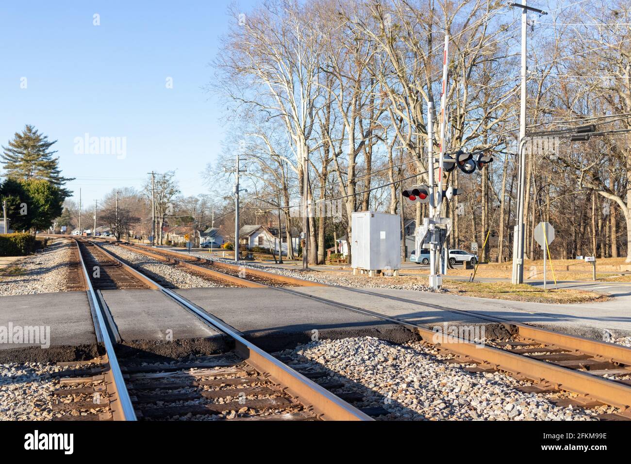Railway or railroad tracks for train transportation Stock Photo - Alamy