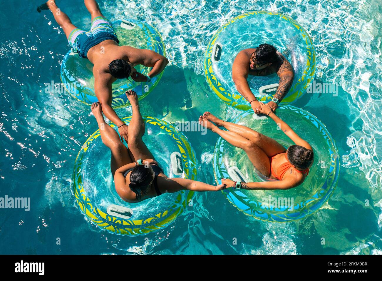 Orlando, Florida, USA - September 19, 2020: People enjoying pool on a ...