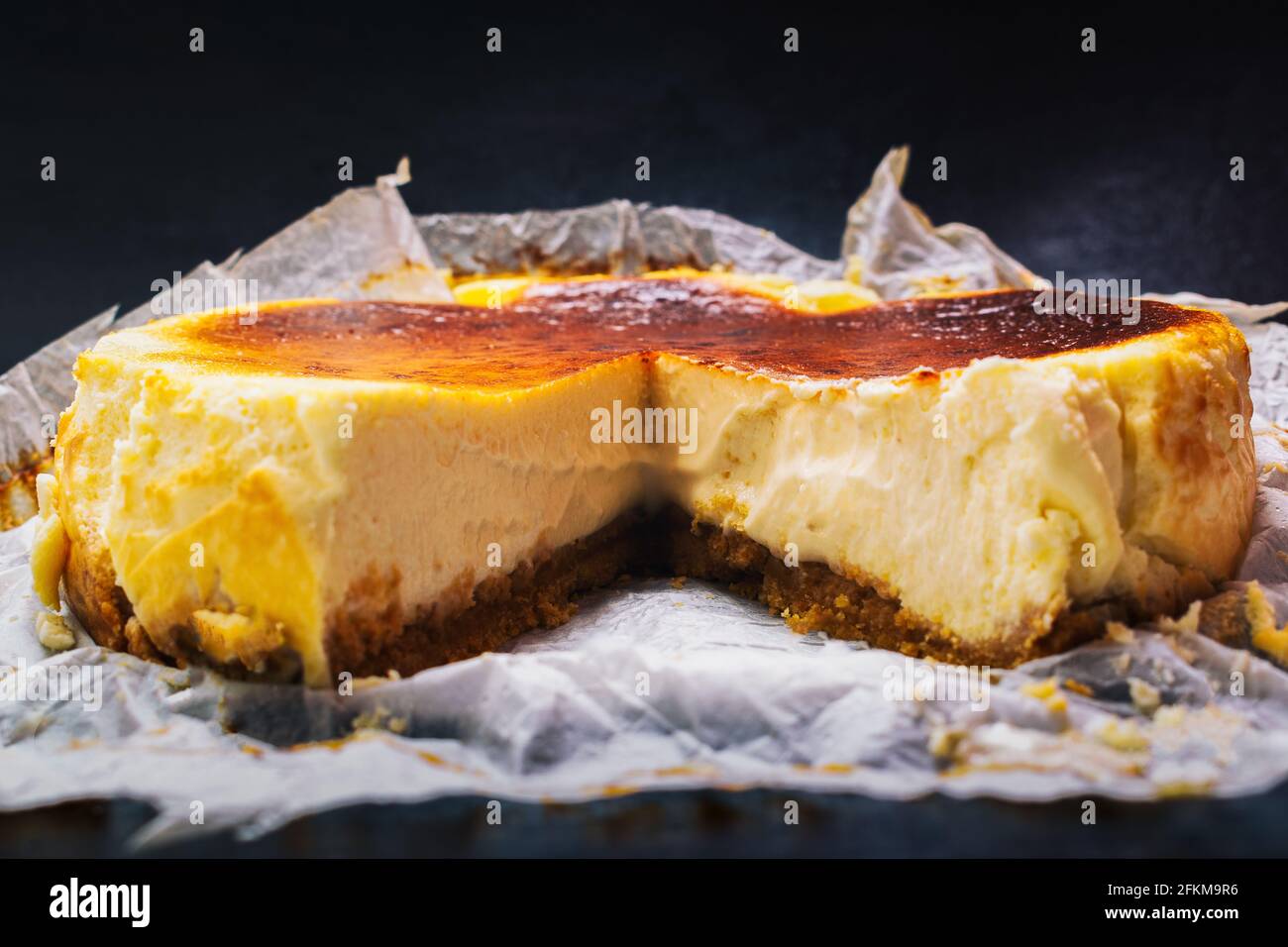 Creamy Baked Parmesan Ricotta Cheesecake Stock Photo - Alamy