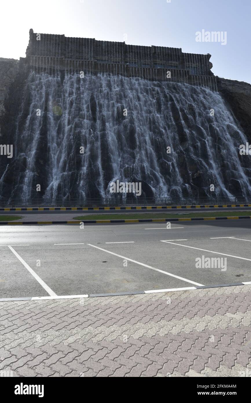 A water cascade in al Rafisah dam, Khorfakkan, United Arab Emirates ...