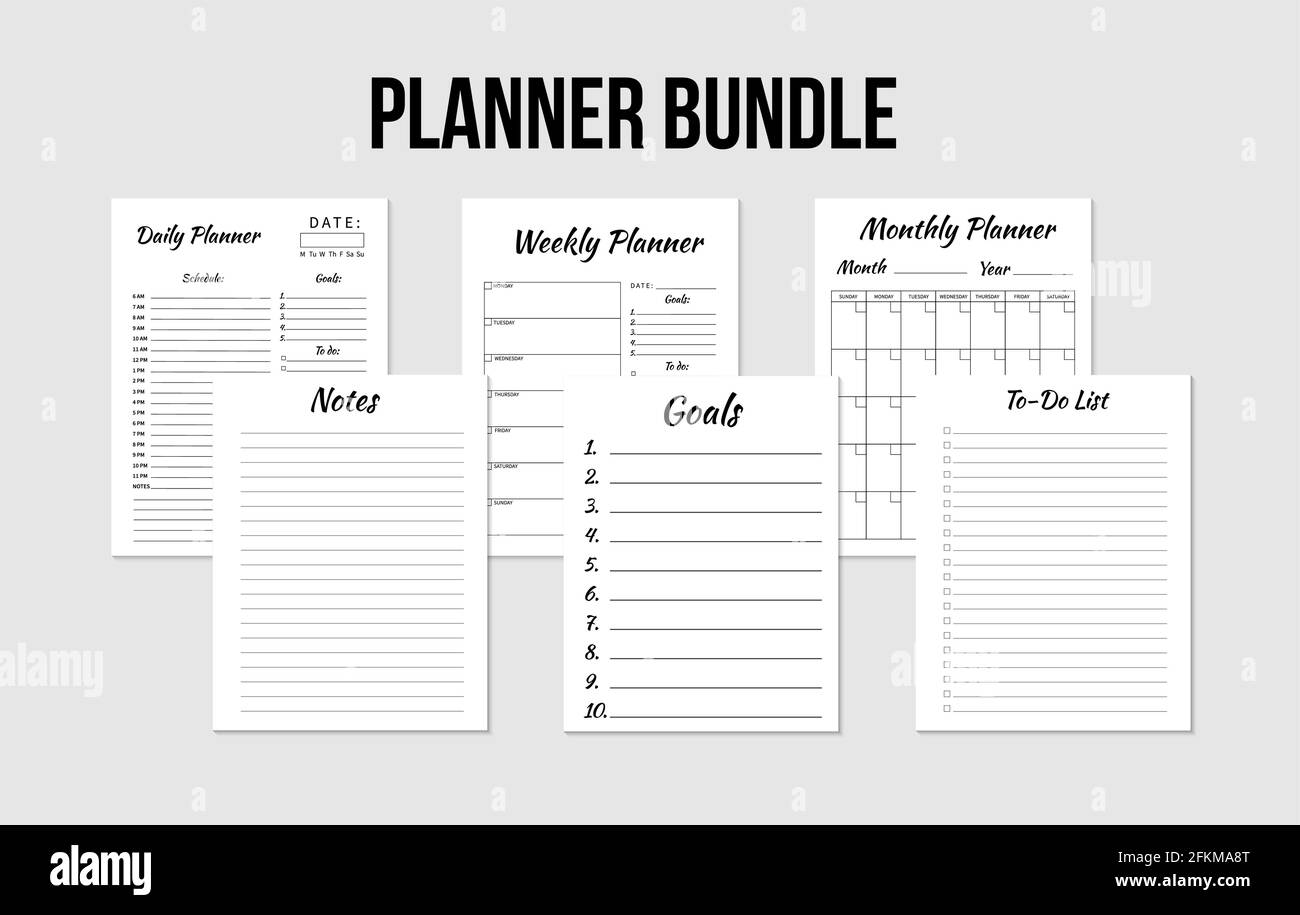 Planners bundle daily, weekly, monthly planner, to-do list, goals ...