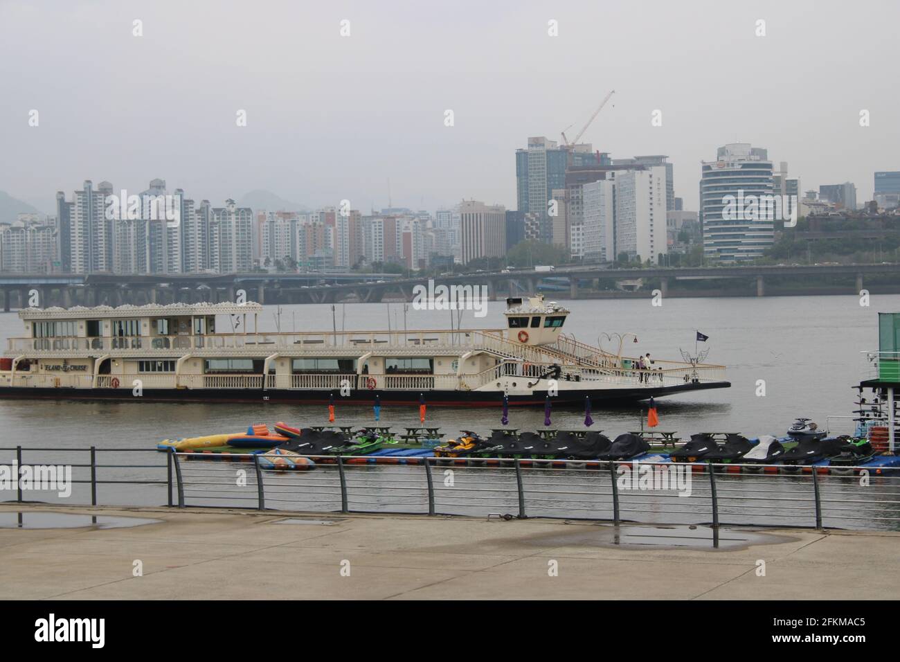 Vintage style river cruise boat sailing on the Han River Stock Photo ...