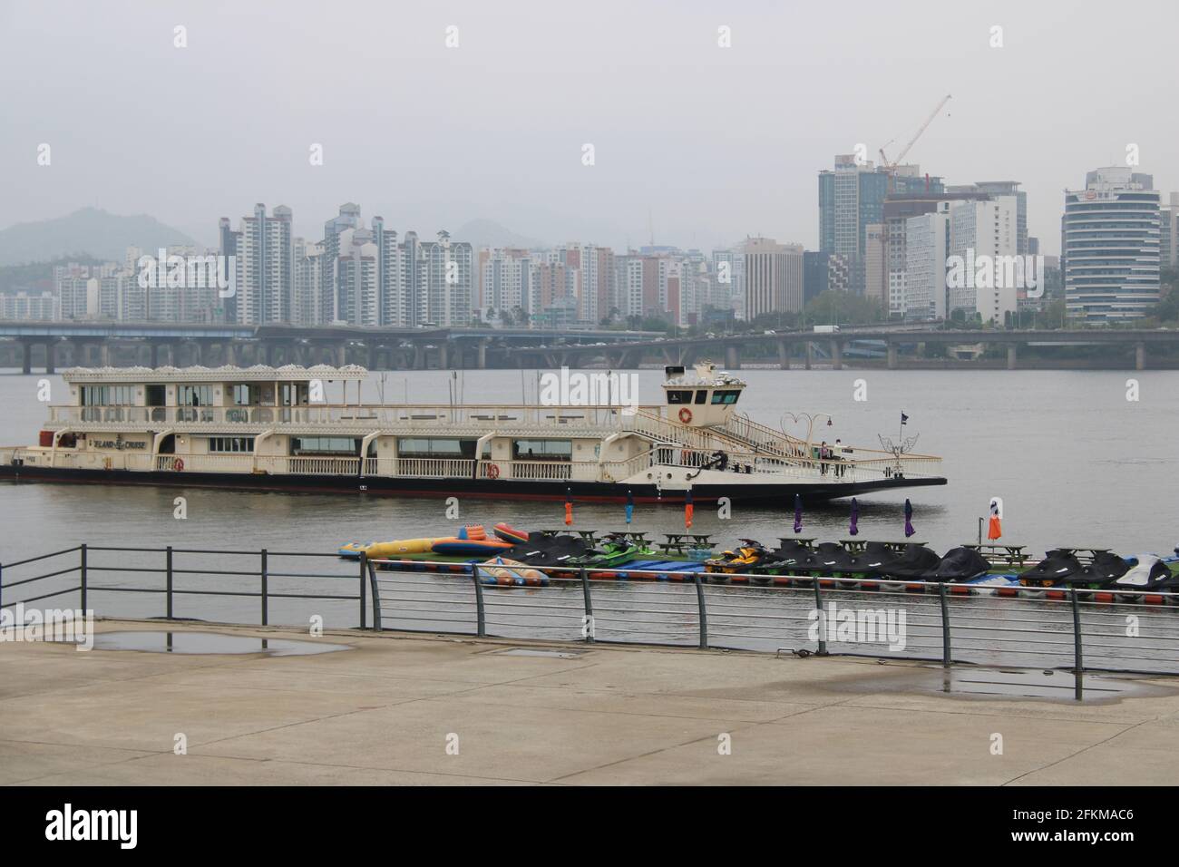 Vintage style river cruise boat sailing on the Han River Stock Photo ...