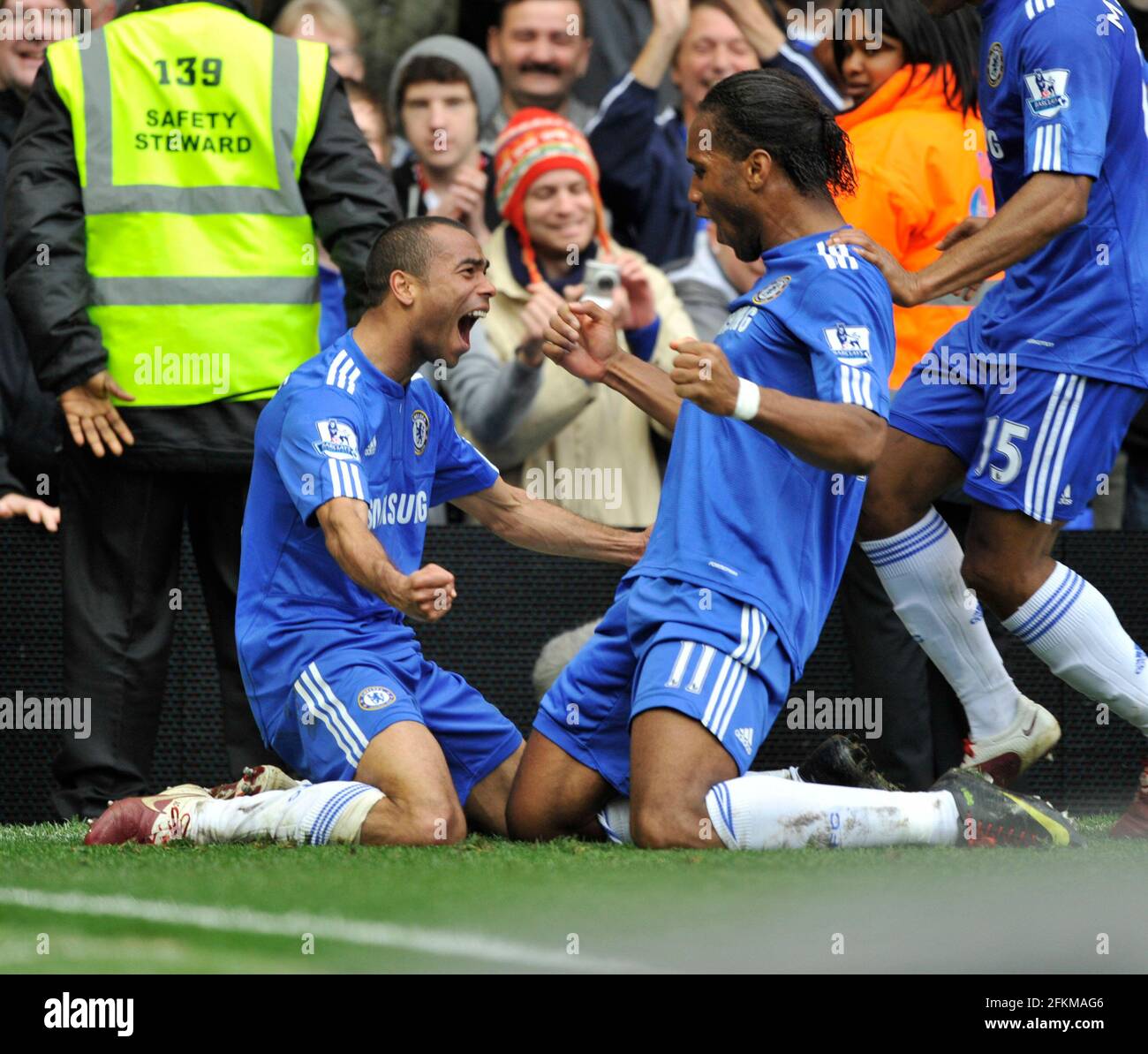 PREMIERSHIP FOOTBALL. CHELSEA V WIGAN. ashley cole after his goal with ...