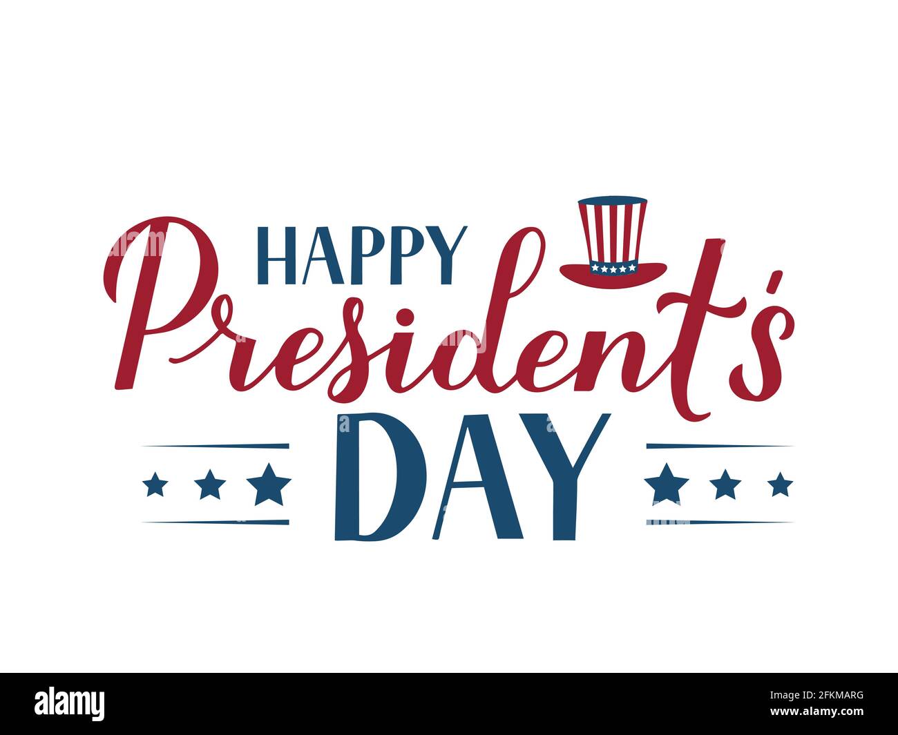 Happy Presidents Day calligraphy lettering isolated on white. American ...