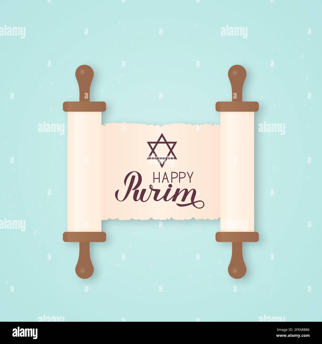 Happy Purim calligraphy lettering and star of David written on ancient ...