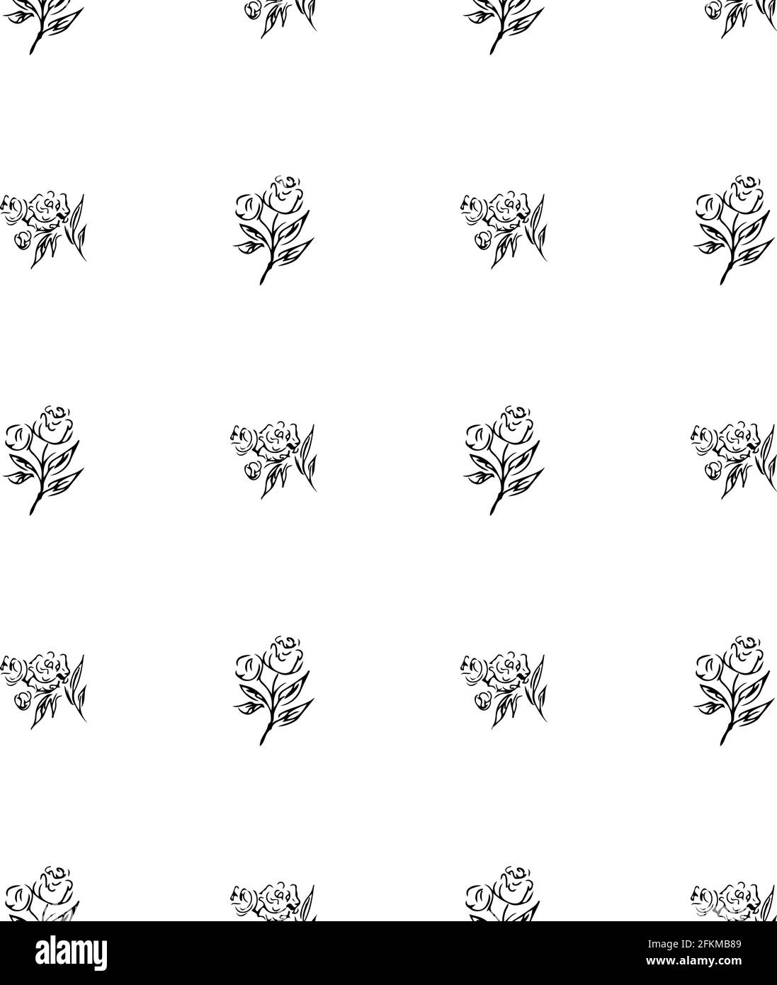 Doodle simple vector seamless pattern of hand-drawn peonies. Seamless ...