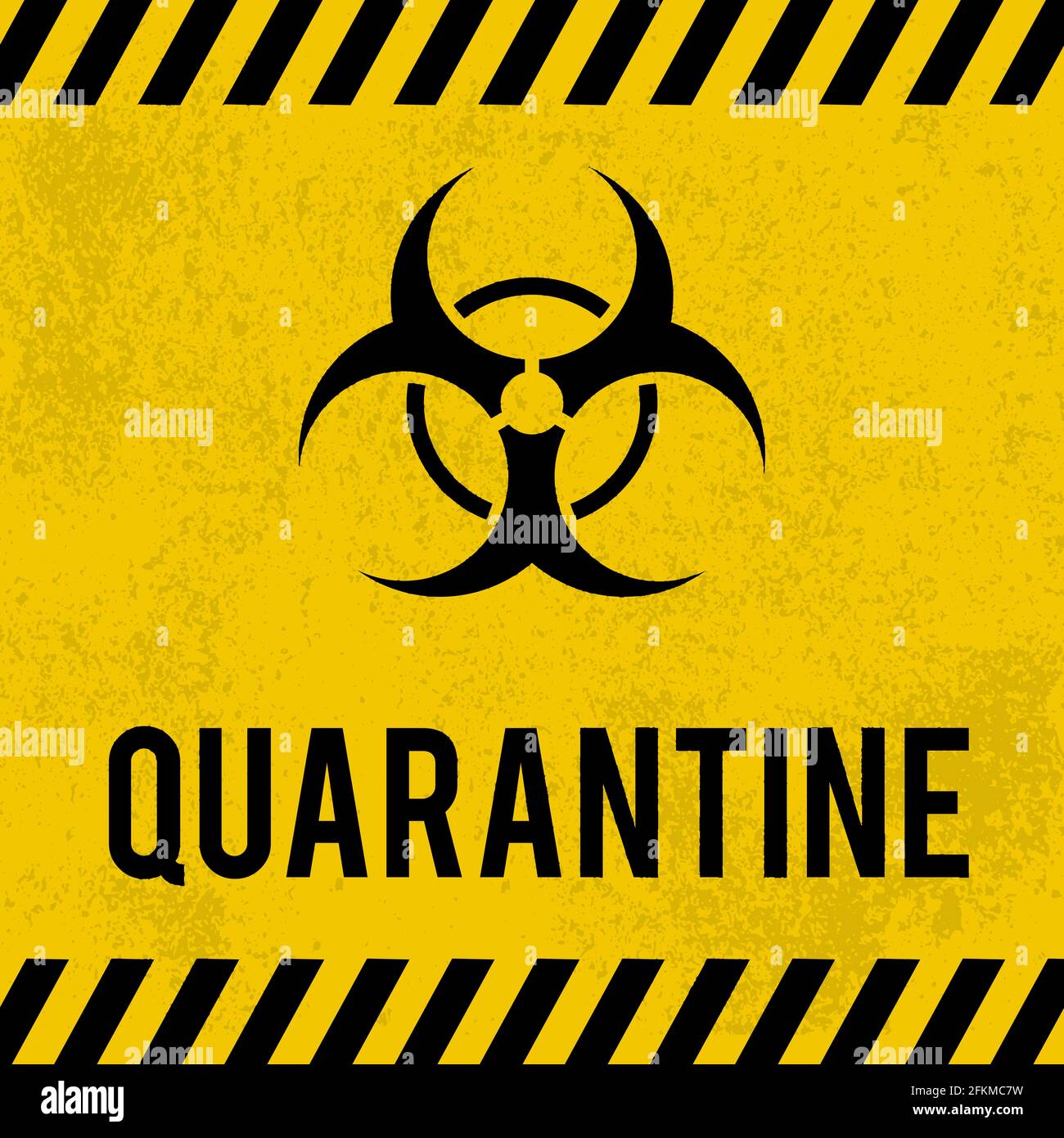 Quarantine sign with Biohazard symbol on grunge textured background ...