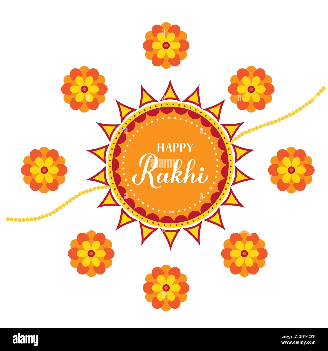 Happy Rakhi calligraphy hand lettering. Hindu holiday Raksha Bandhan ...