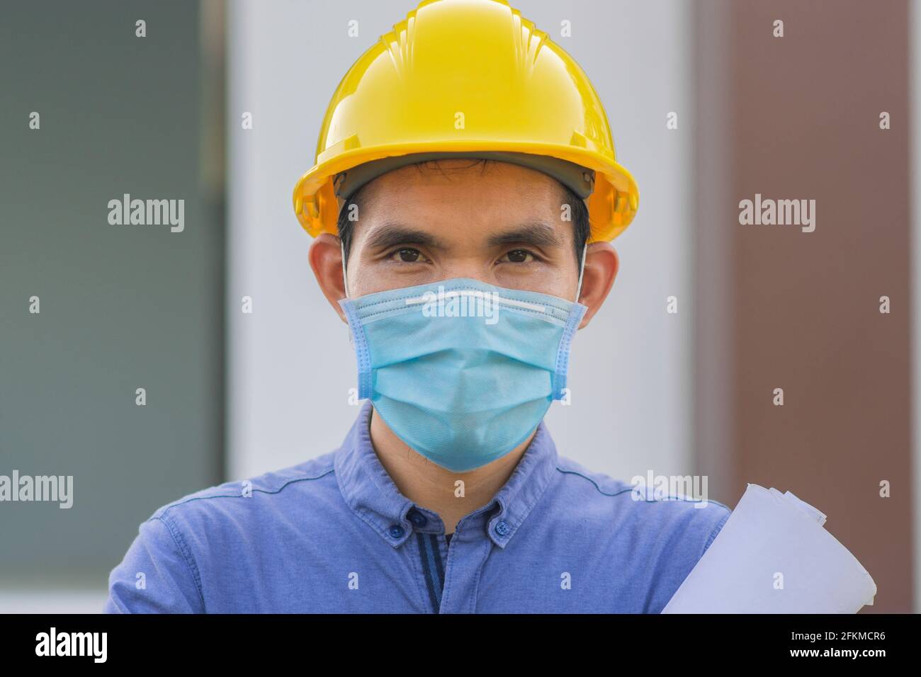 Worker wear face mask working in construction site , Man wear mask ...