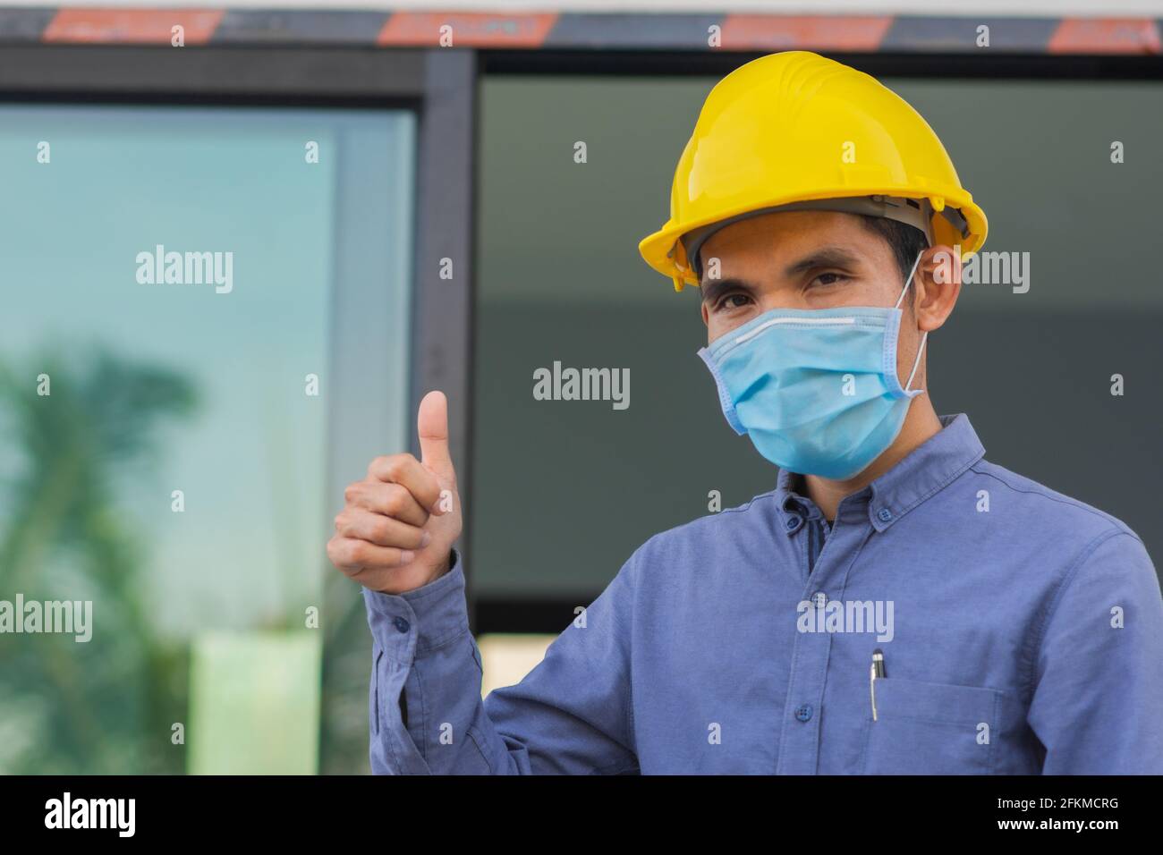 Worker wear face mask working in construction site , Man wear mask ...